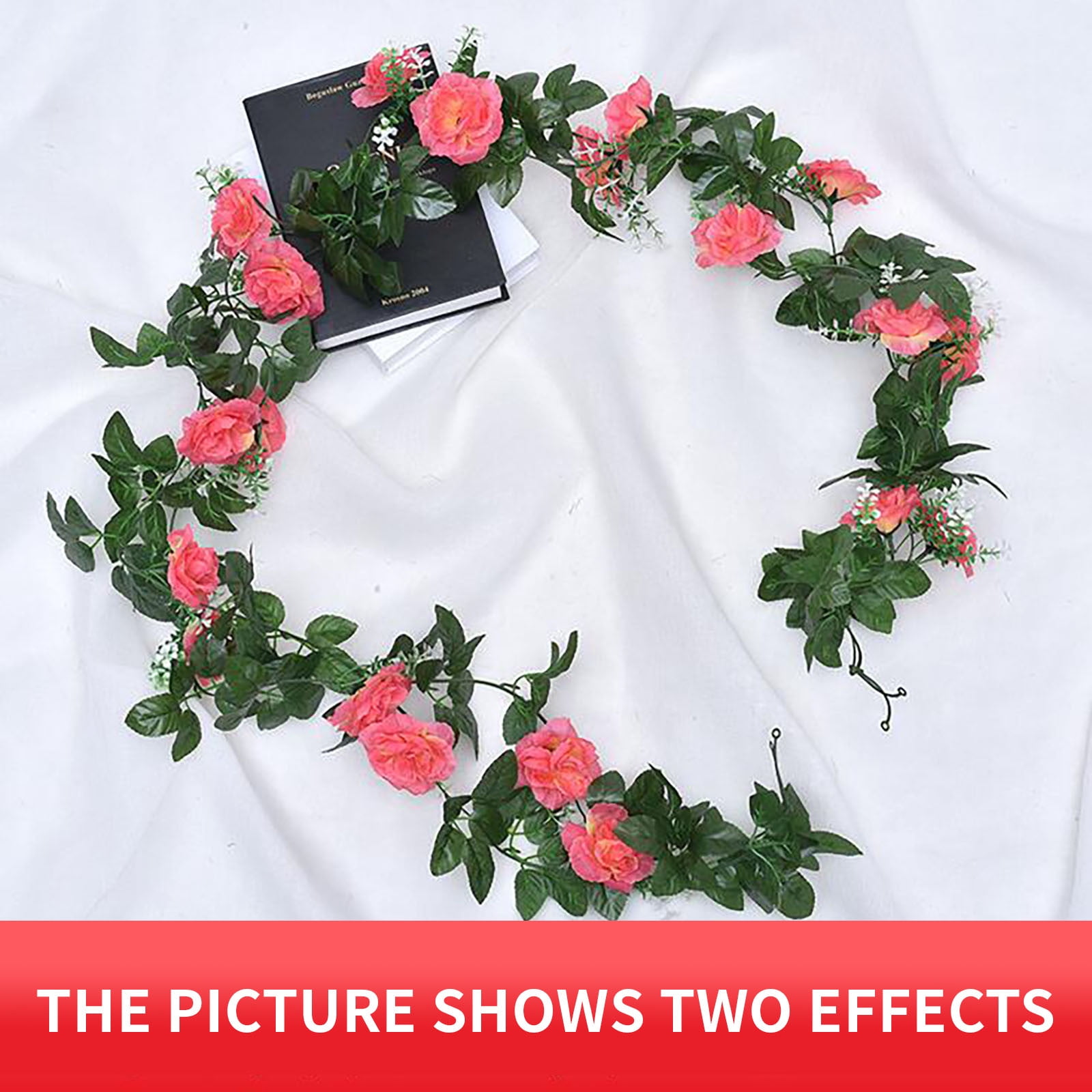 JeashCHAT Artificial Rose Flower Vine 7Feet Hanging Fake Flower Garland ...