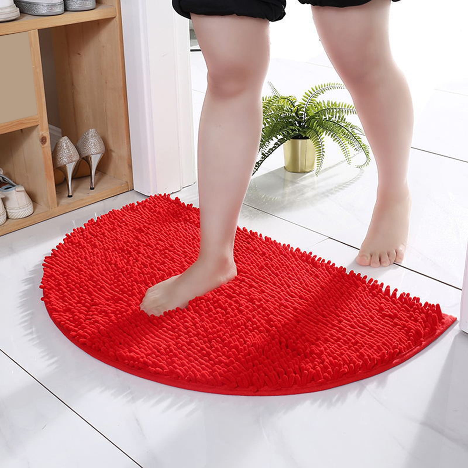 JeashCHAT Bath Rug Half Circle Soft Absorbent Chenille Bathroom Rug Non ...