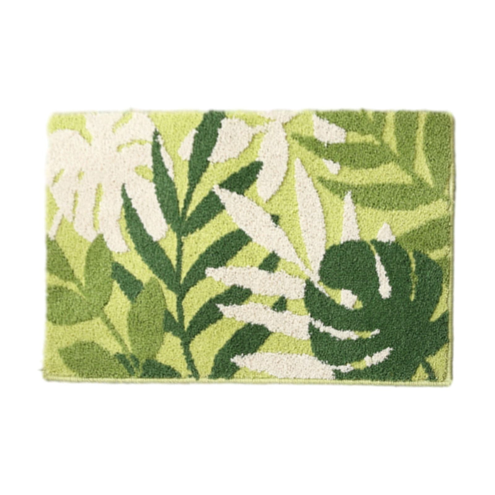 JeashCHAT Bathroom Rug Green Tropical Leaf Plush Microfiber Small ...