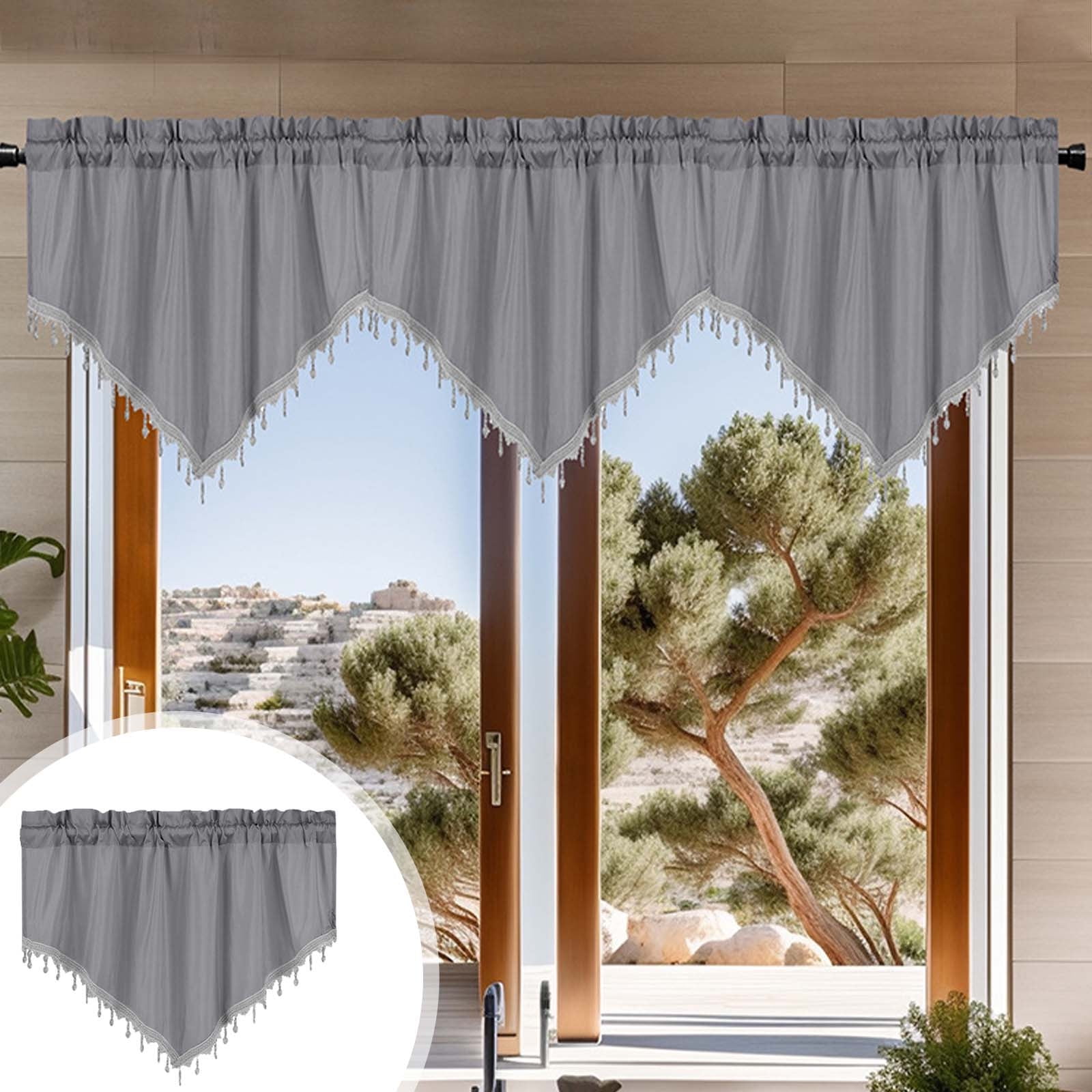 JeashCHAT Beaded Sheer Valance Curtain for Living Room Bedroom Cafe ...