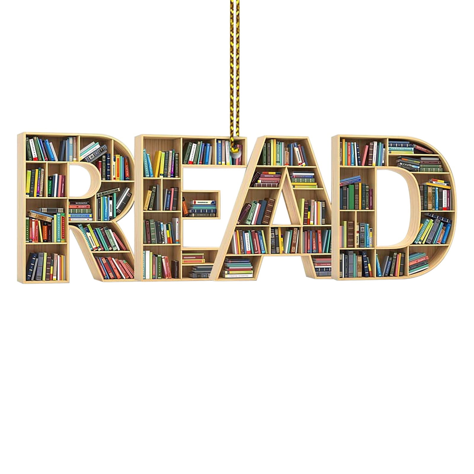 JeashCHAT Book Lovers Read Bookshelf Acrylic Pendant Ornament Christmas ...
