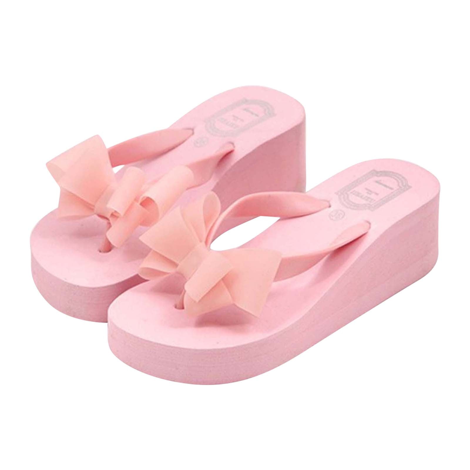 JeashCHAT Bow Flip Flops for Women Platform Wedge Thong Sandals Summer ...