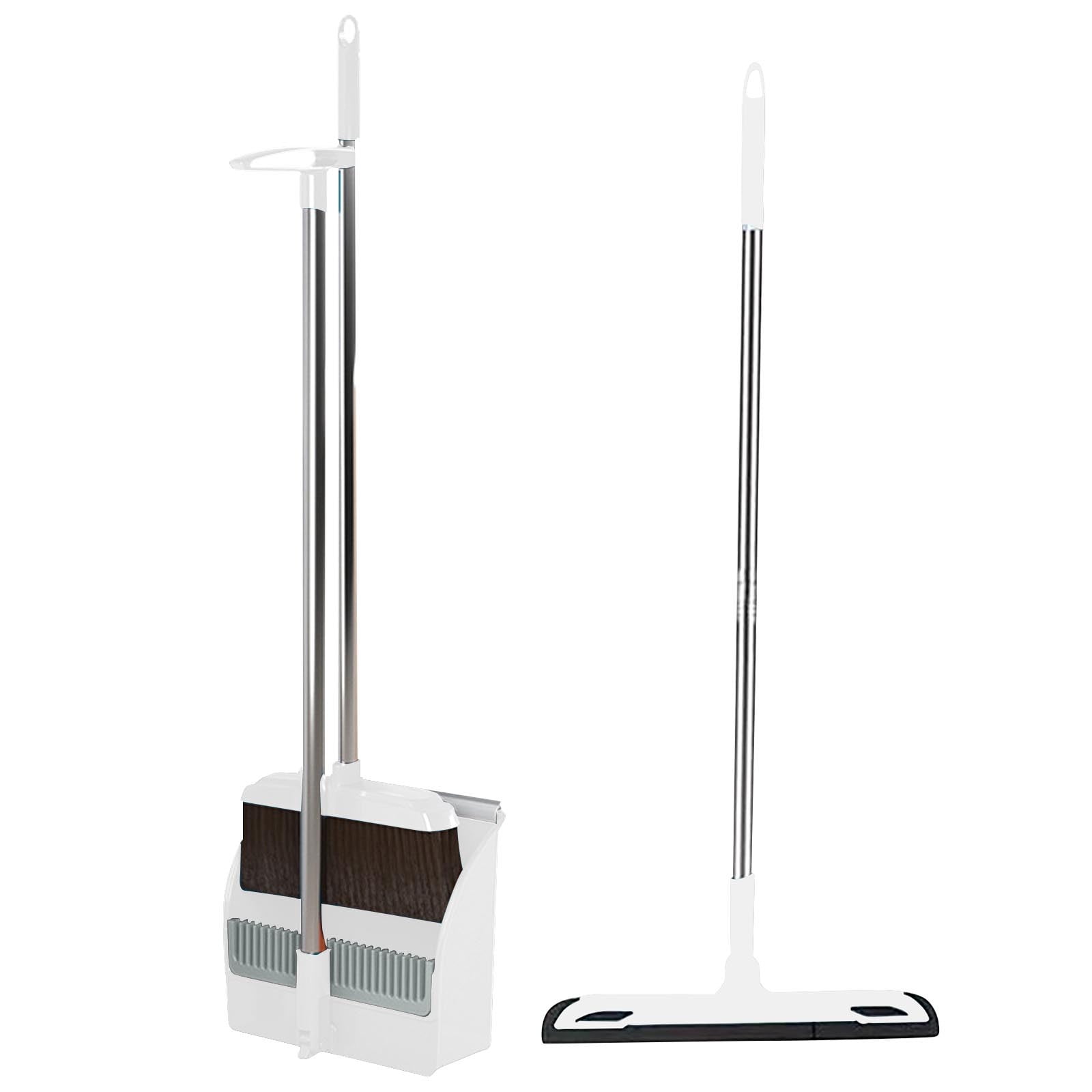 JeashCHAT Indoor Outdoor Folding Broom and Dustpan Set, Heavy Duty Home ...