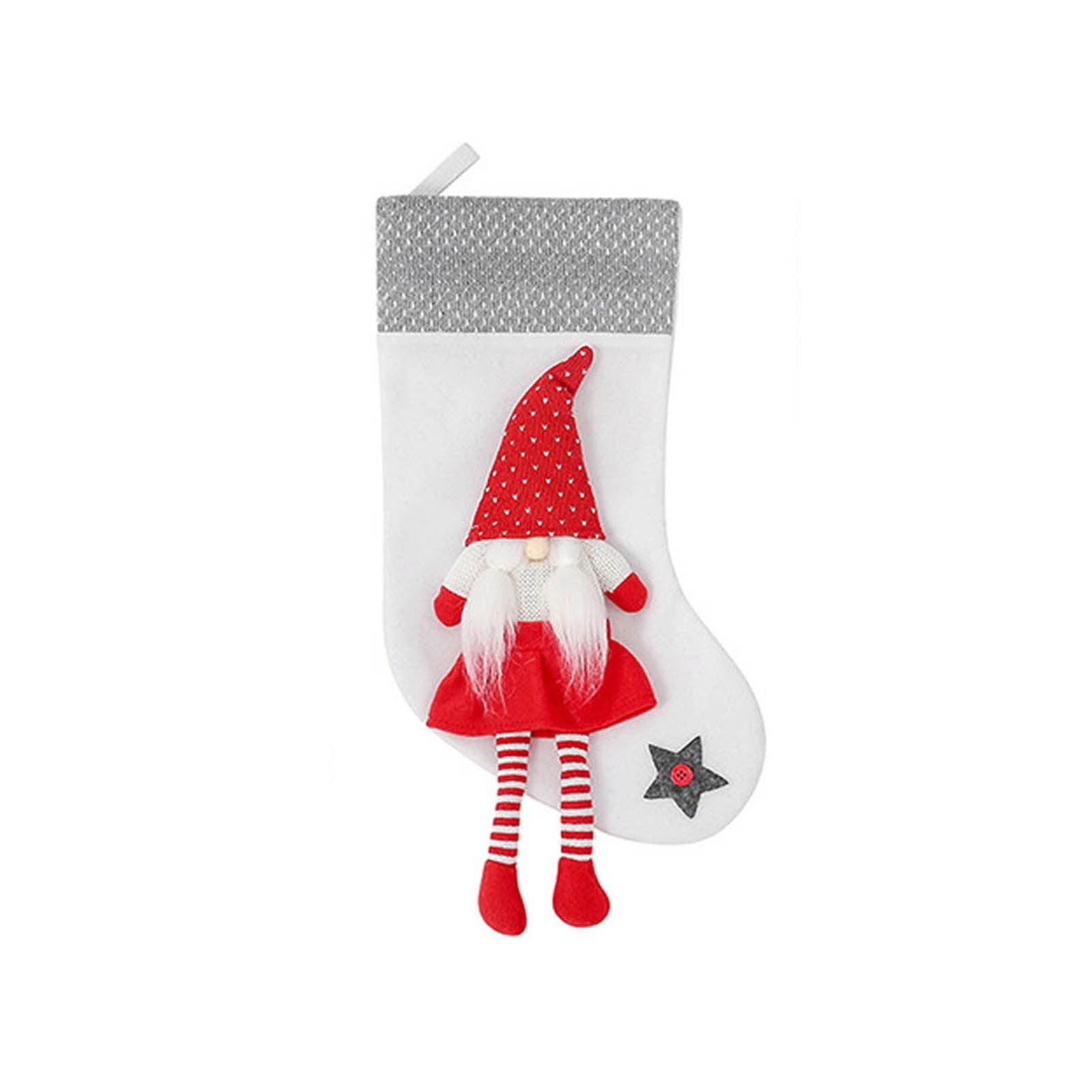 JeashCHAT Christmas Gnome Stocking 19" Cute 3D Long Leg Santa Plush ...