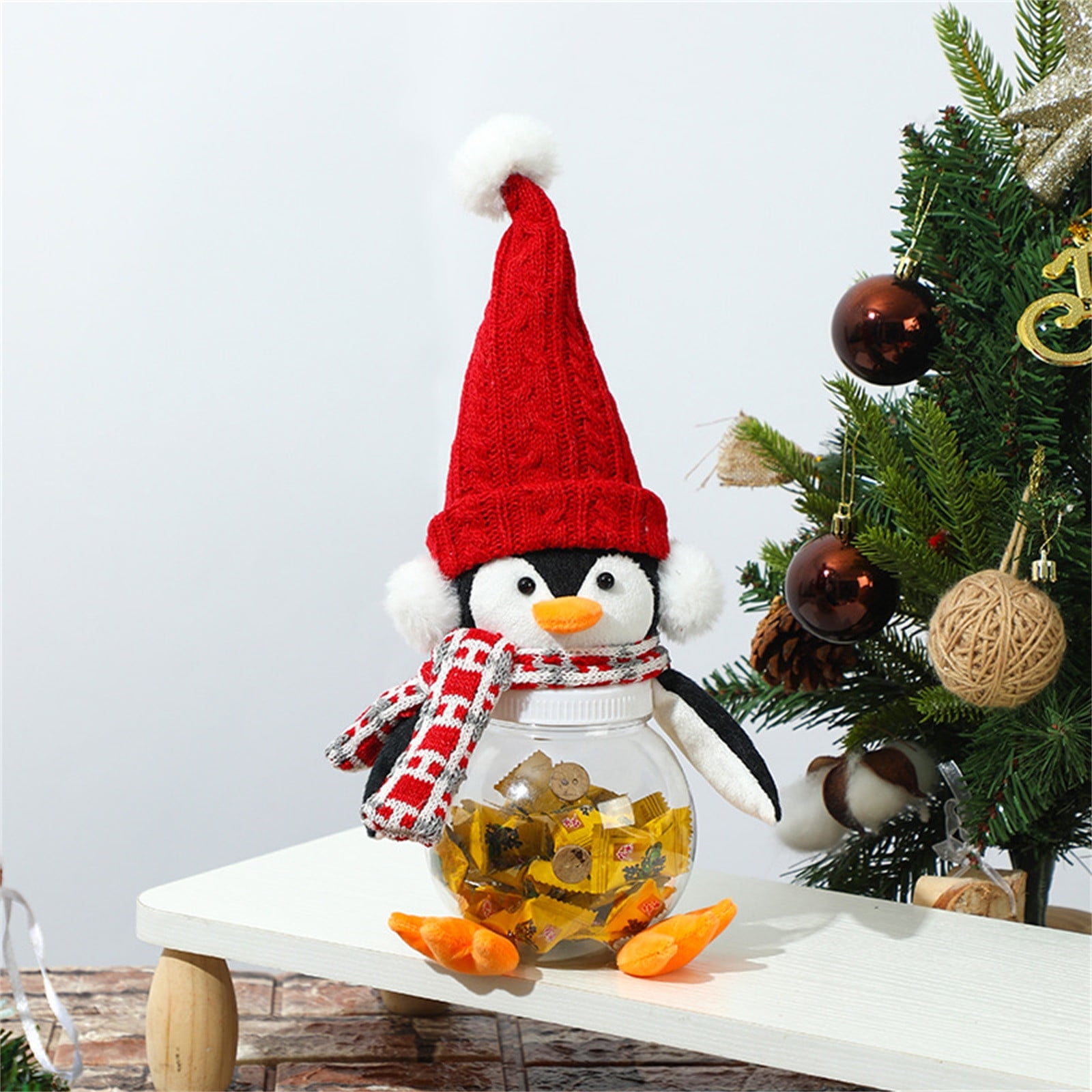 JeashCHAT Christmas Penguin Candy Jars, Clear Plastic Candy Containers ...