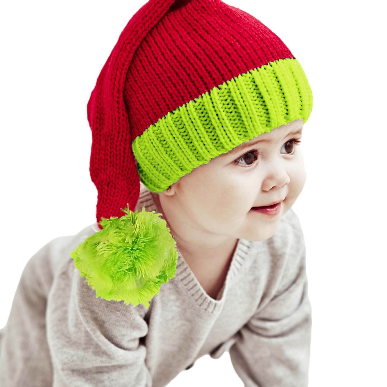 JeashCHAT Christmas Hat, Knitted Santa Hat for Kids Adults, Unisex Soft ...
