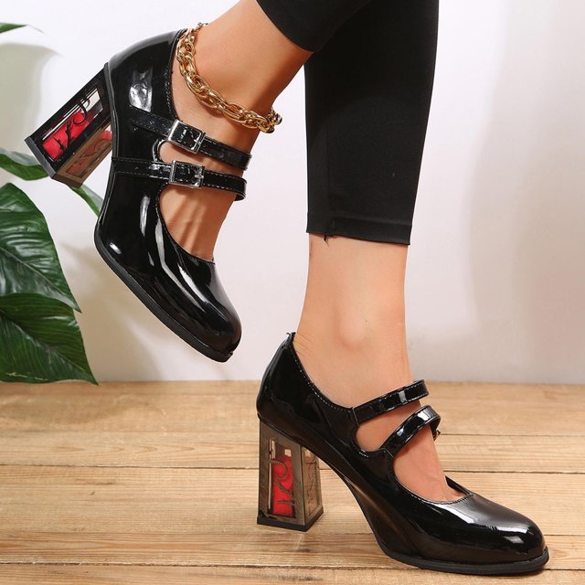 JeashCHAT Clearance Sandals for Women Women's Dry Rose Thick Heel High ...
