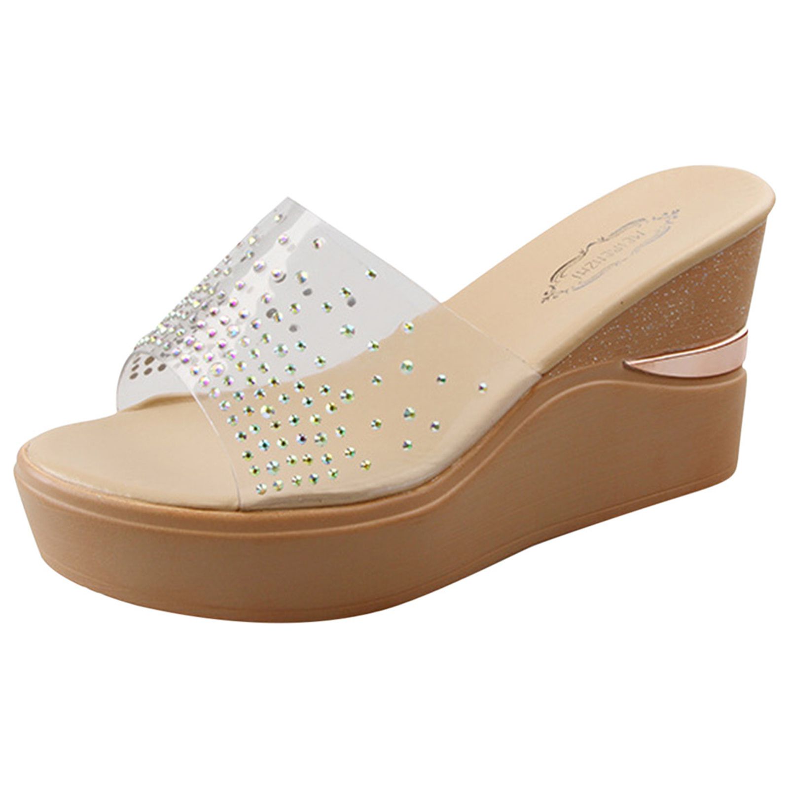 Jeashchat Clearance Slip On Slide Sandals For Women Sandals Mules Wedge
