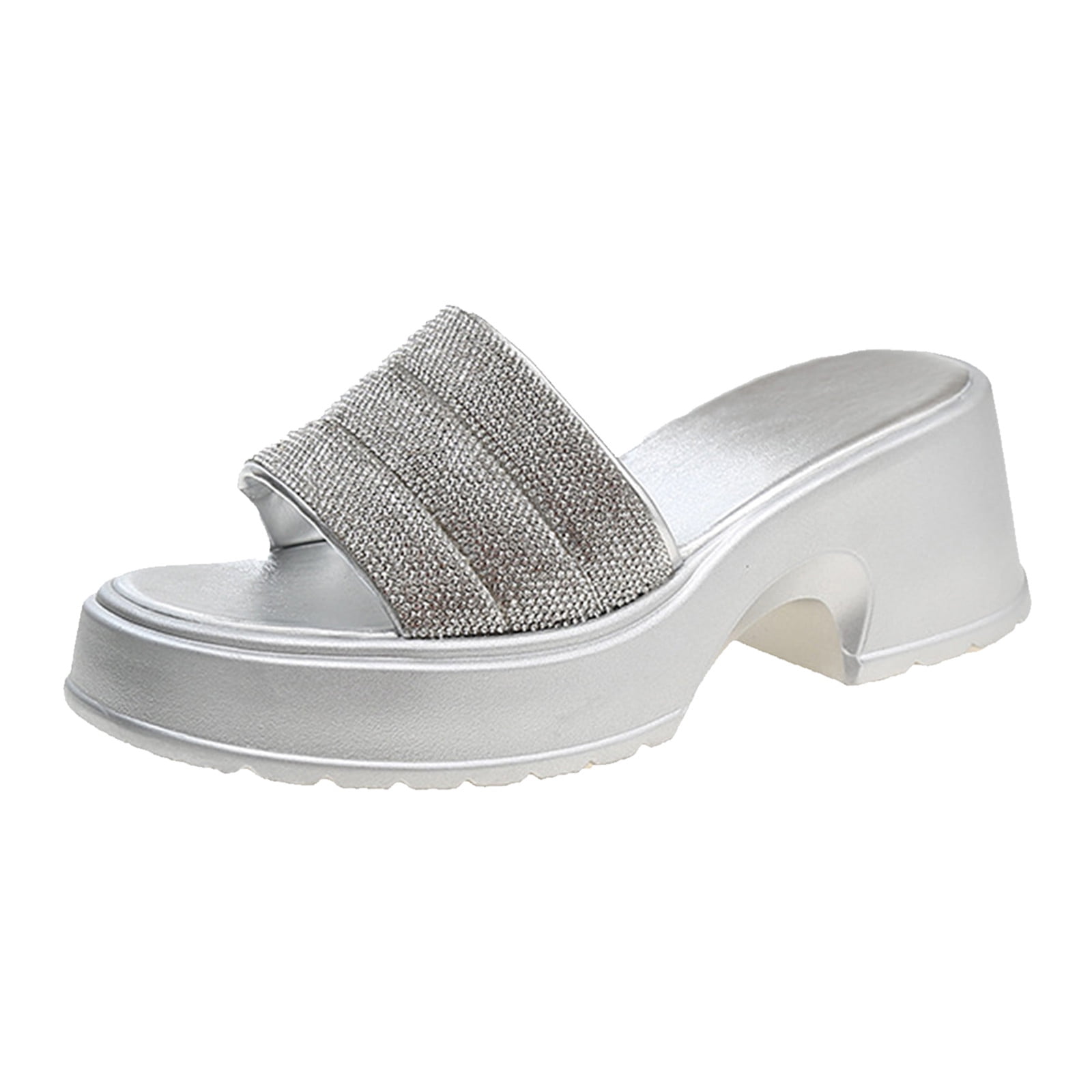 JeashCHAT Clearance Slip On Slide Sandals for Women Women's Casual ...