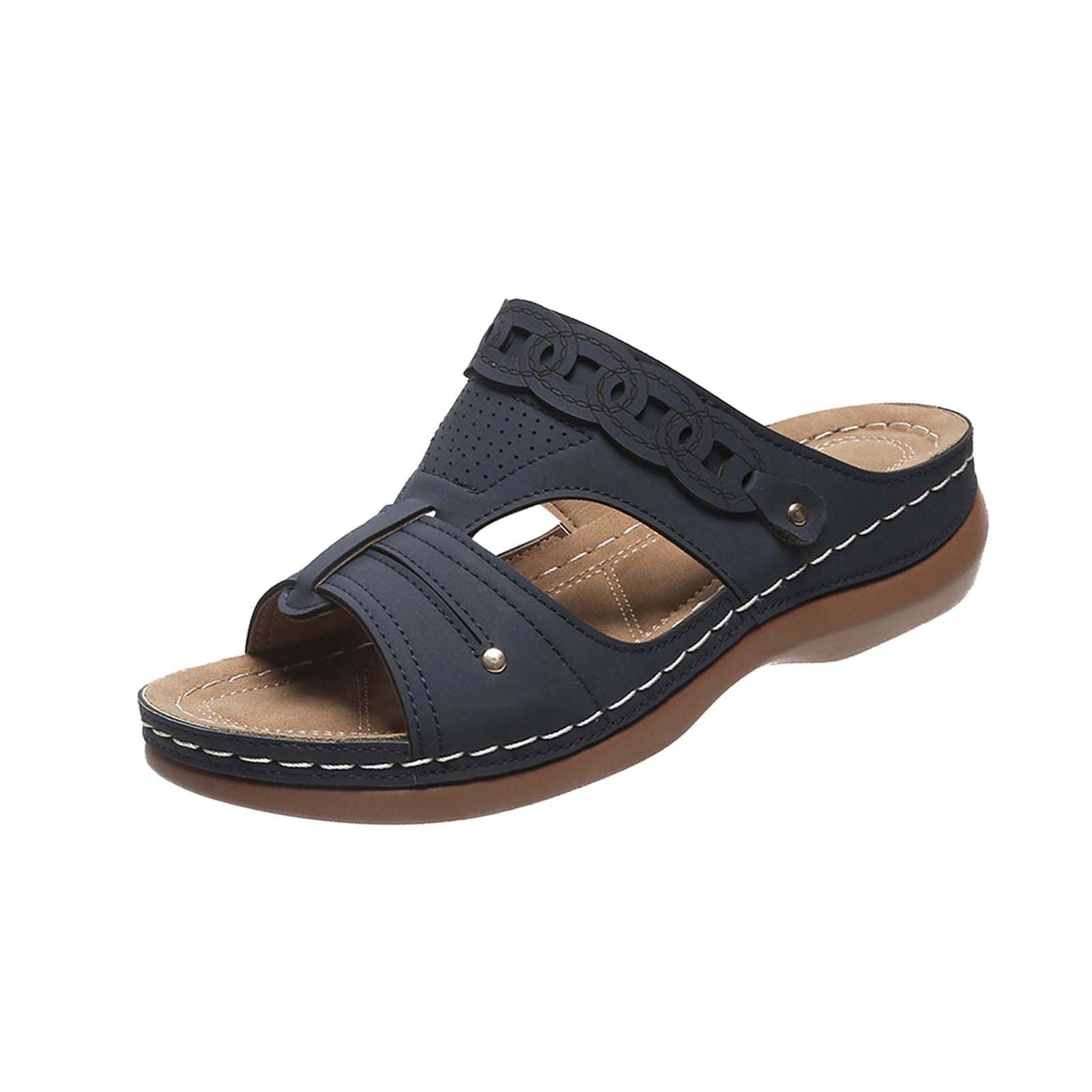 JeashCHAT Clearance Slip On Slide Sandals for Women Sandals Platform ...