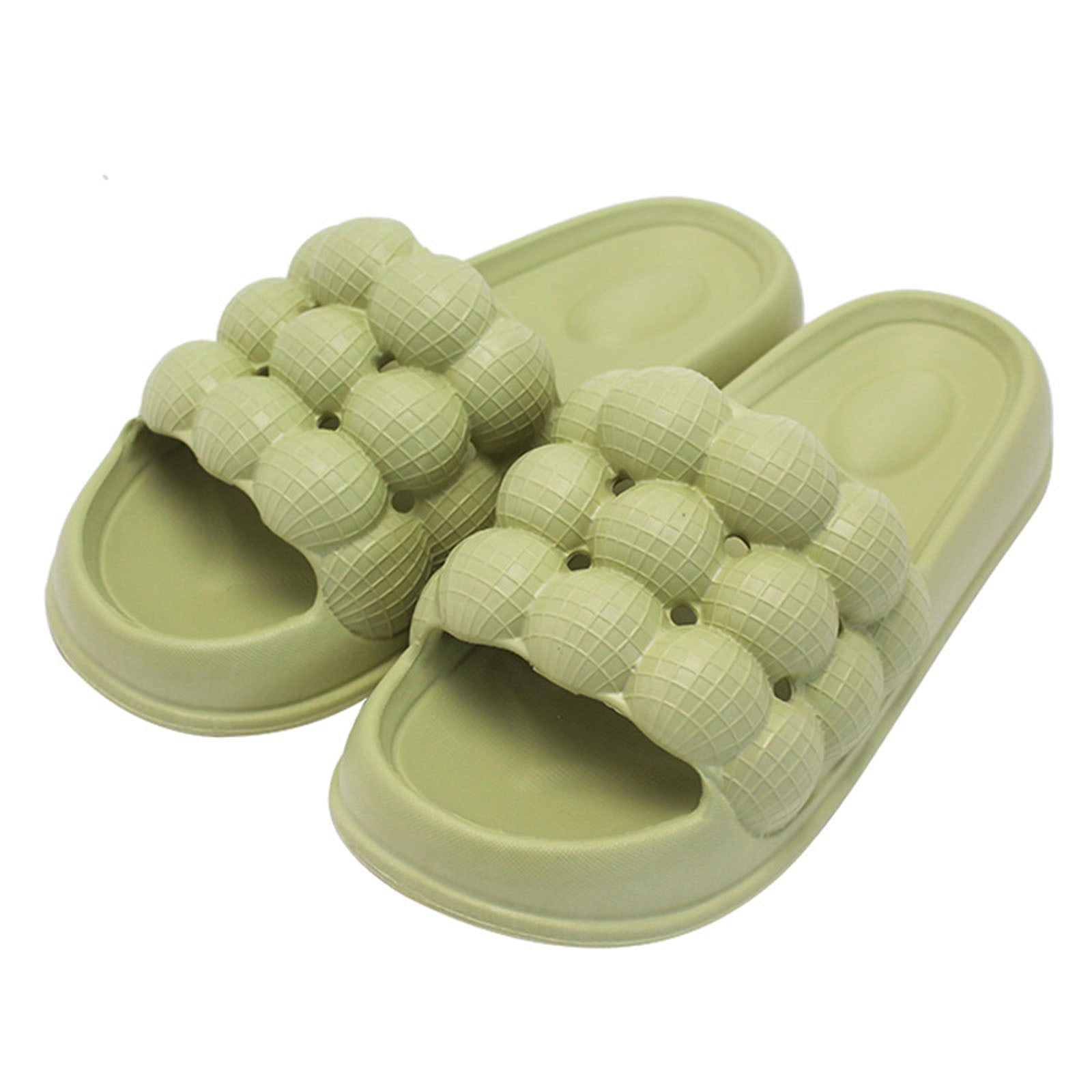 JeashCHAT Slip On Slide Sandals for Women Lychee Bubble Slippers Women ...