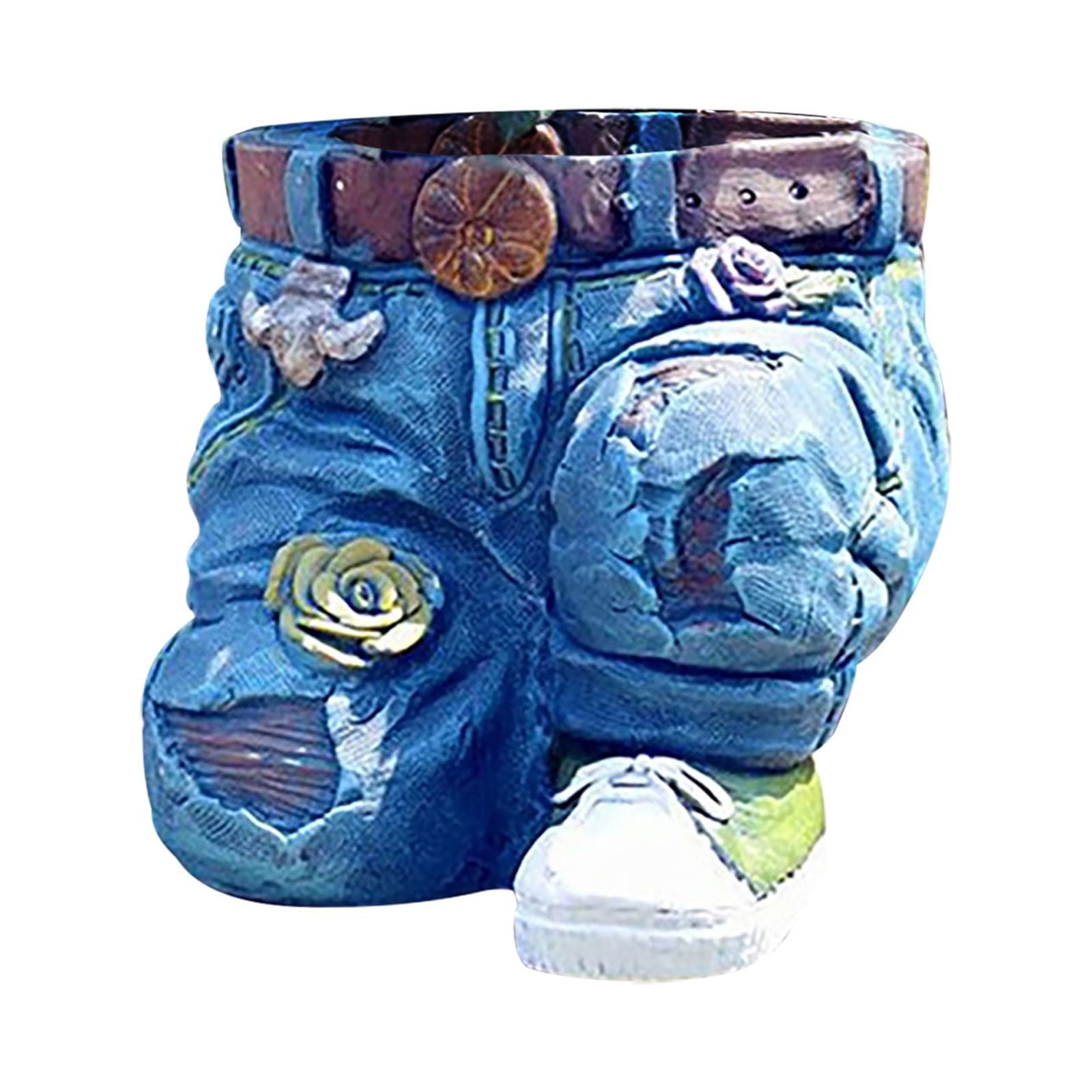 JeashCHAT Denim Pants Flower Pot Decoration Retro Resin Jeans Shape ...