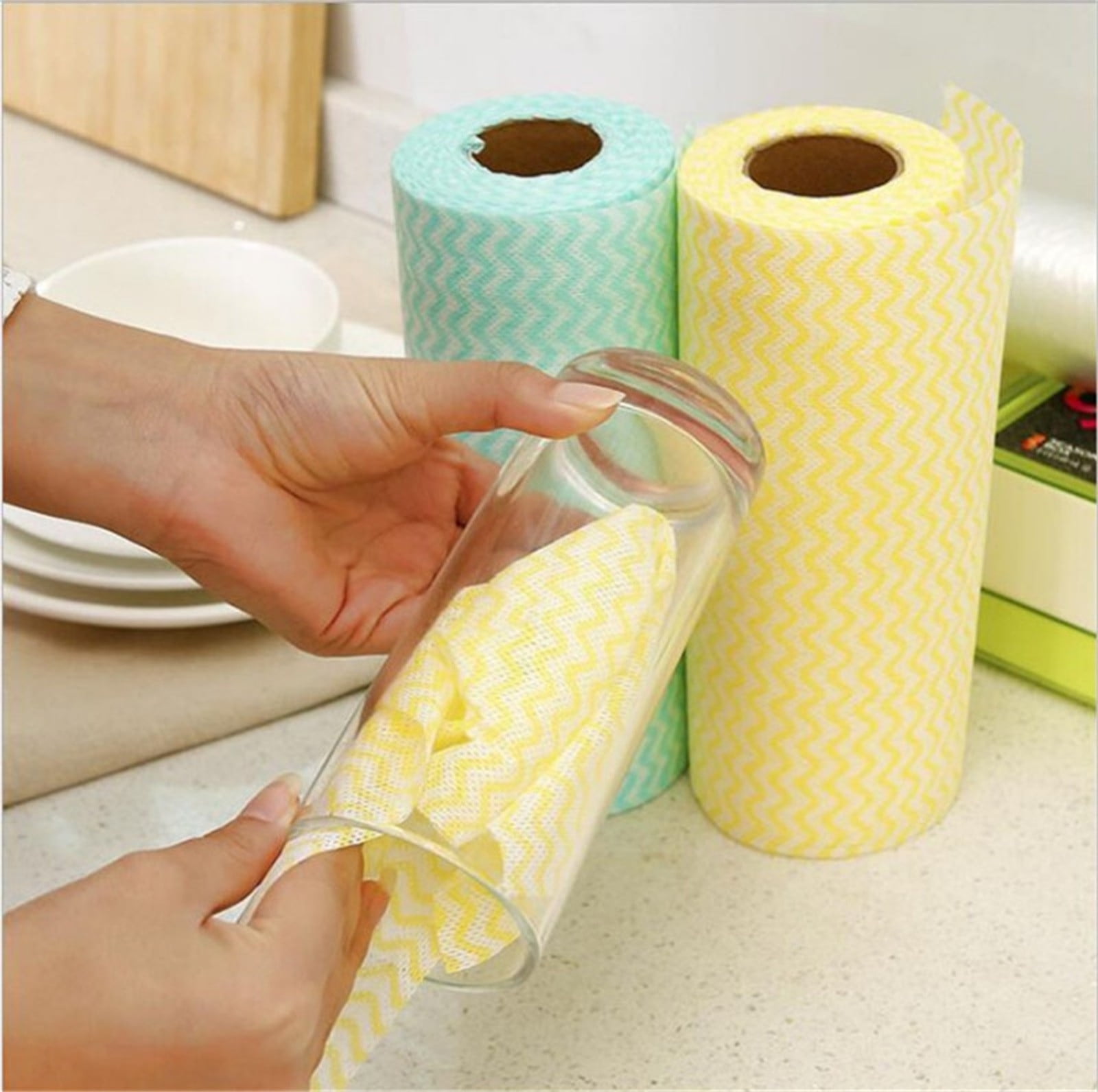 JeashCHAT Disposable Cleaning Cloth Roll Non Woven Fabric Handy ...