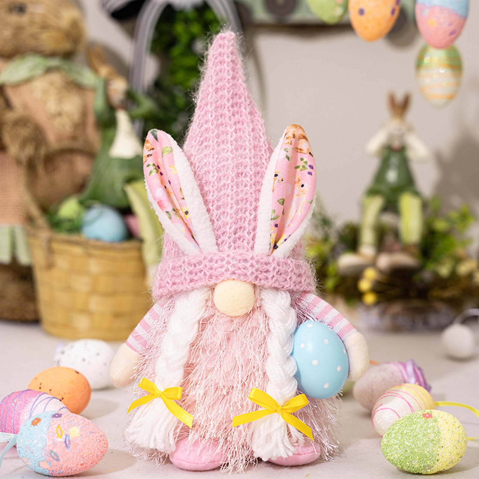 JeashCHAT Easter Gnomes Decorations for Home Gnome Plush Easter Bunny ...