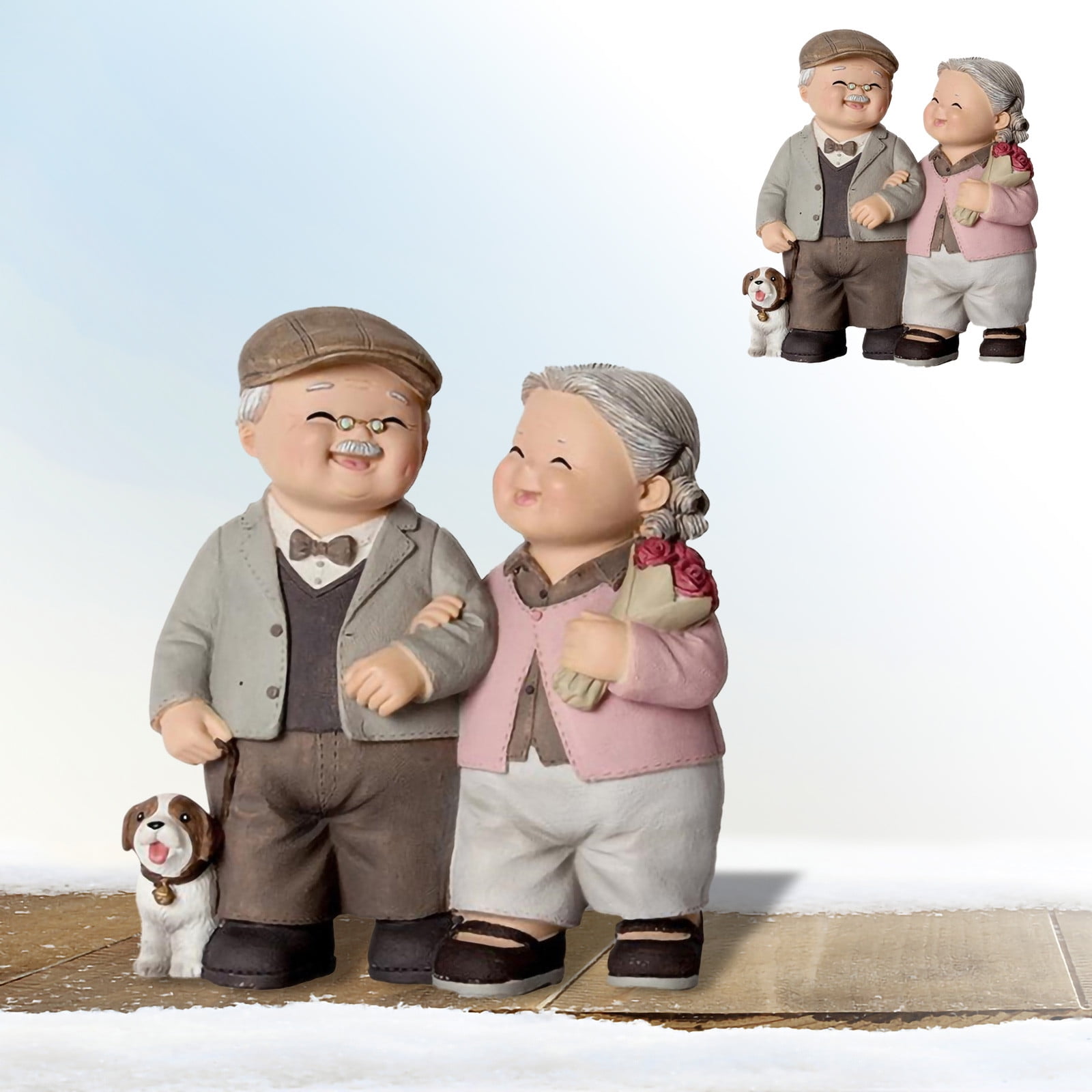 JeashCHAT Elderly Couple Figurines Old Married Couple Figurine Resin ...