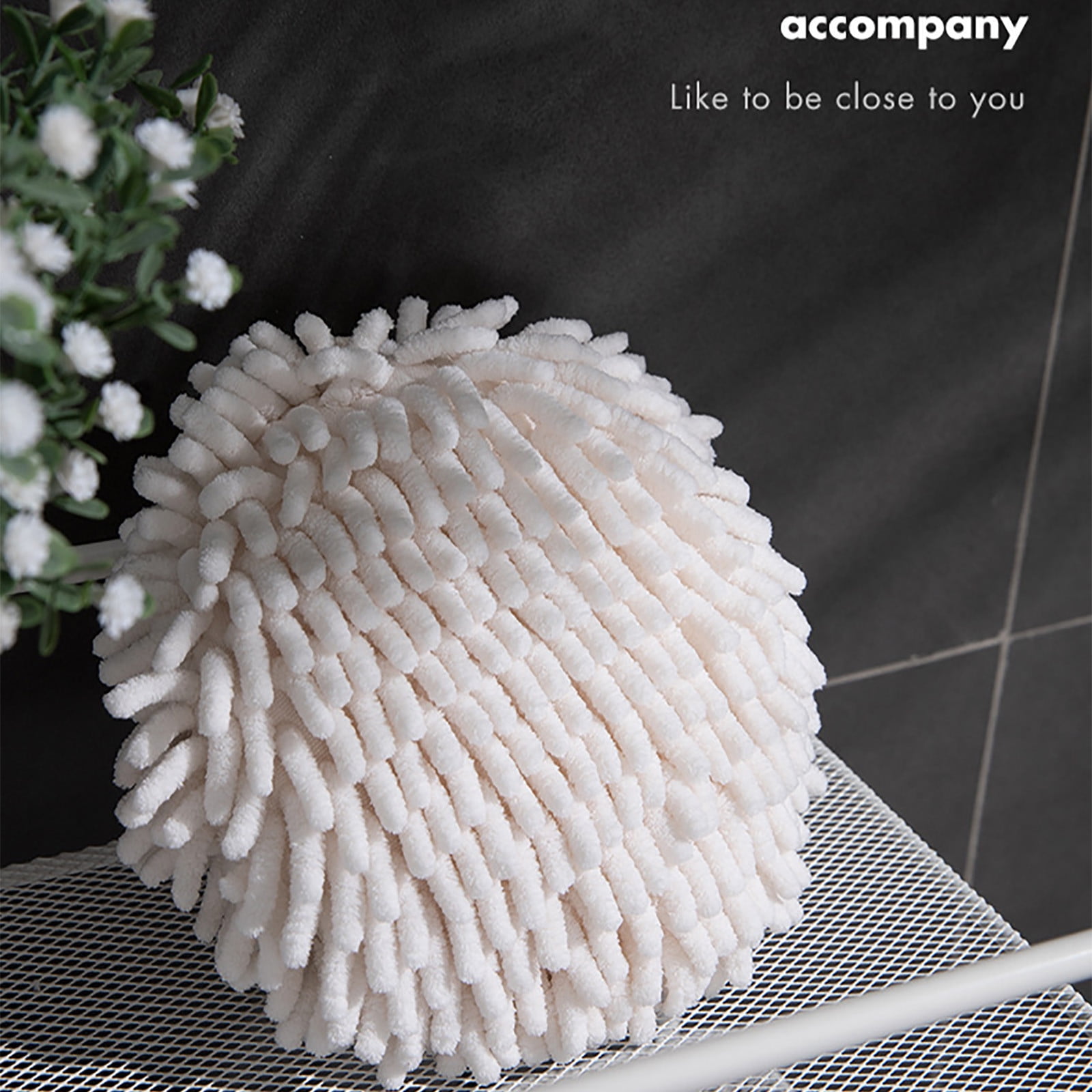 JeashCHAT Fuzzy Ball Hand Towel for Kitchen Bathroom, Dry Your Hands ...
