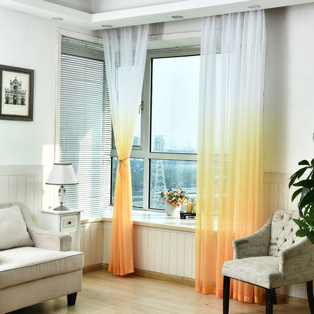 JeashCHAT Gradient Color Sheer Curtain Clearance, Tulle Door Window ...