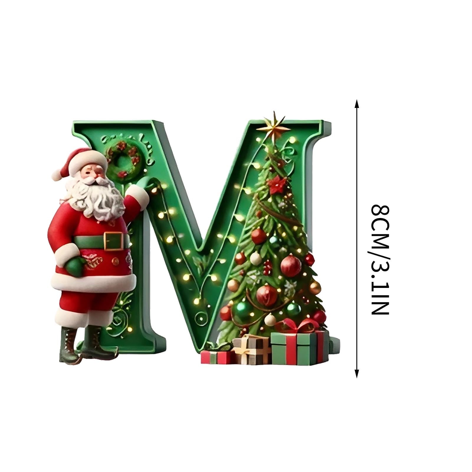 JeashCHAT Green Personalized Christmas Initial Letter Ornaments with ...
