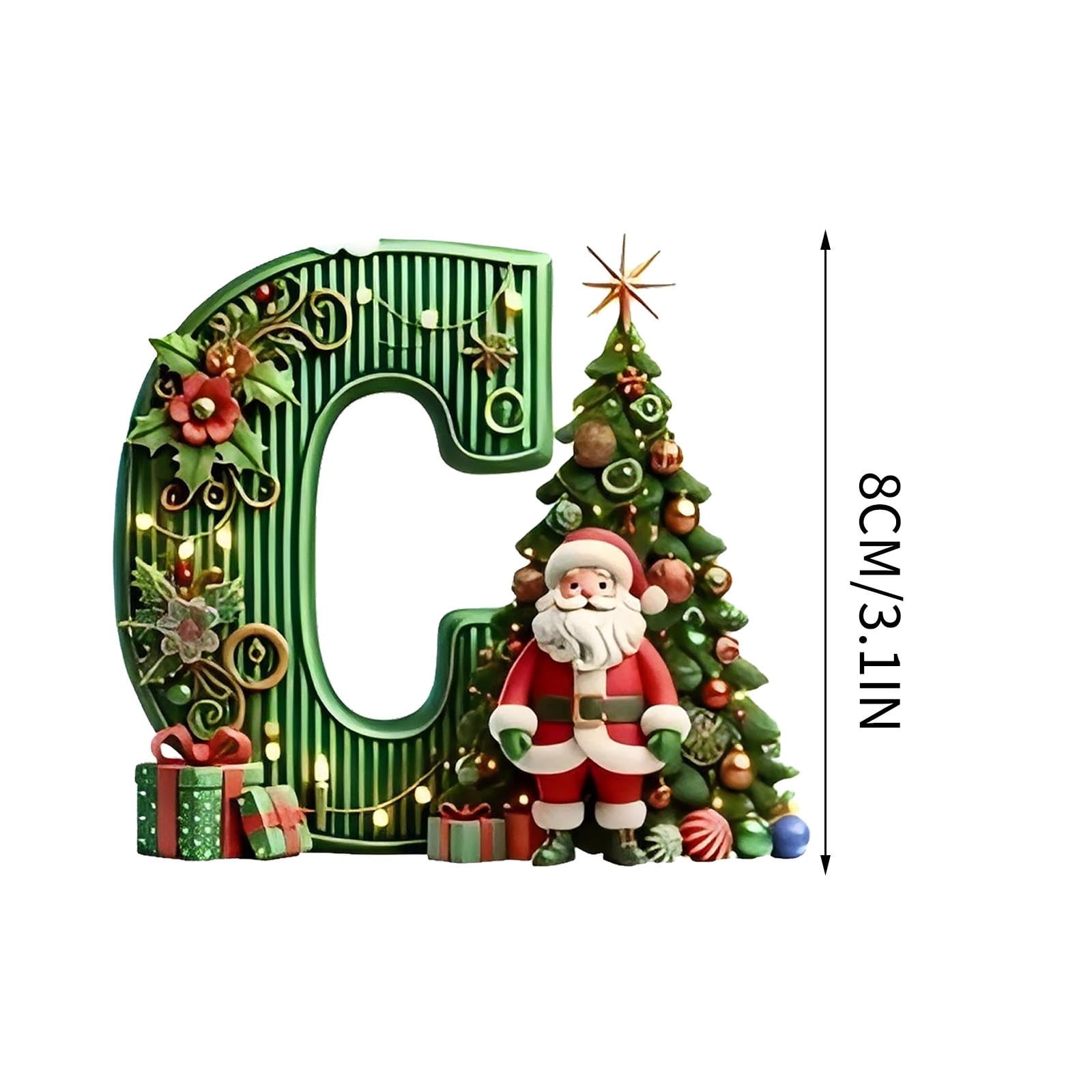 JeashCHAT Green Personalized Christmas Initial Letter Ornaments with ...