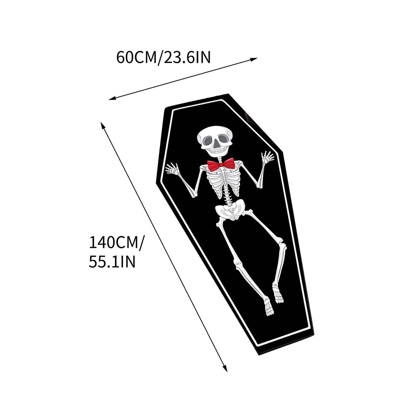 JeashCHAT Halloween Coffin Bathroom Rug Horror Skeleton Black Bath Mat ...