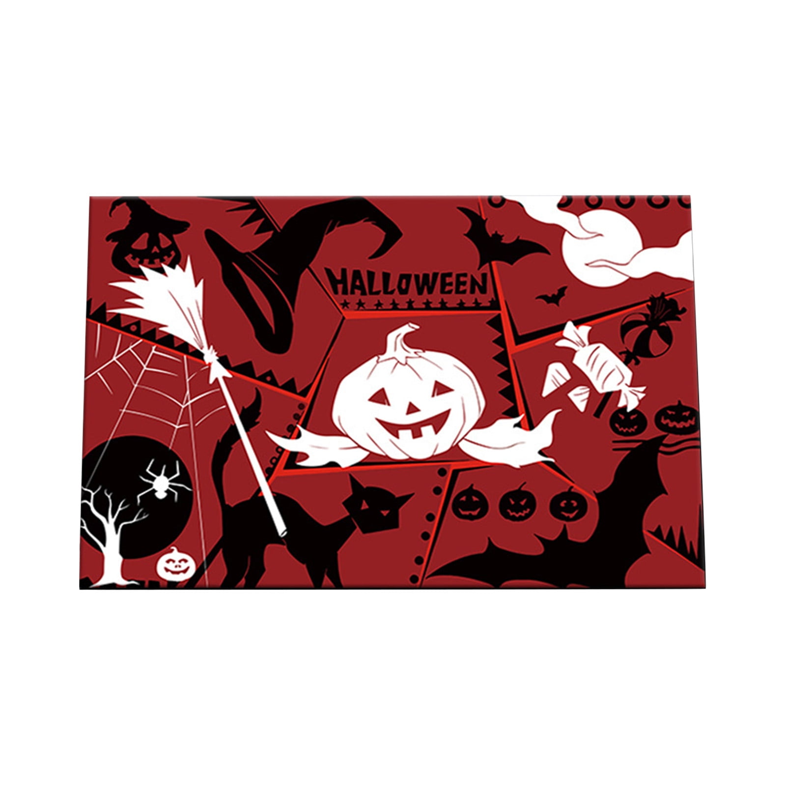 JeashCHAT Halloween Theme Doormat Patterned Halloween Candy, Spiders ...