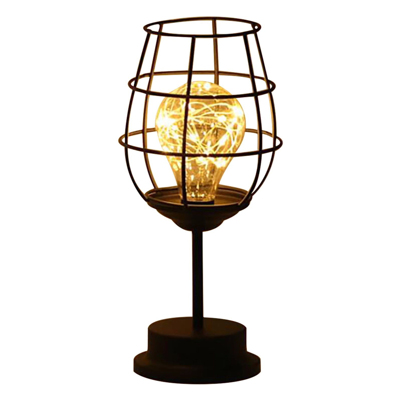 JeashCHAT Iron Night Light, Black Retro Industrial Iron Metal Wire ...