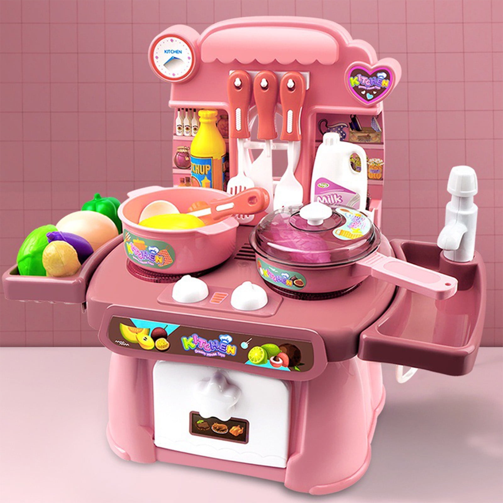 JeashCHAT Kids Kitchen Playset, Pretend Play Cooking Toys Kitchen ...