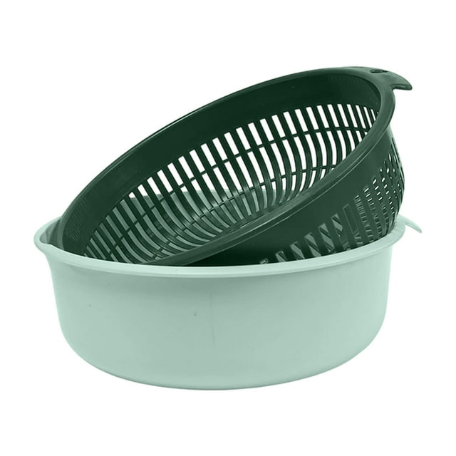 JeashCHAT Kitchen Strainer Colander Bowl Set, 2 in 1 Double-Layer ...