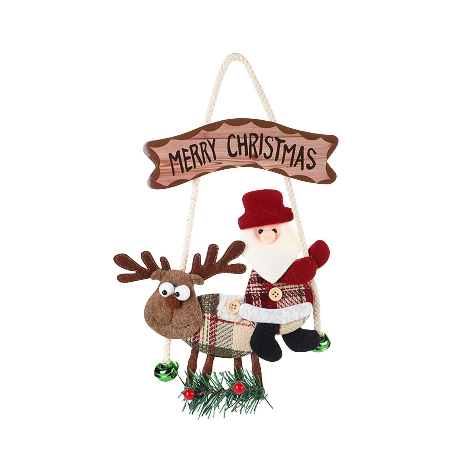 JeashCHAT Merry Christmas Door Sign Santa Claus Riding Reindeer Pendant ...