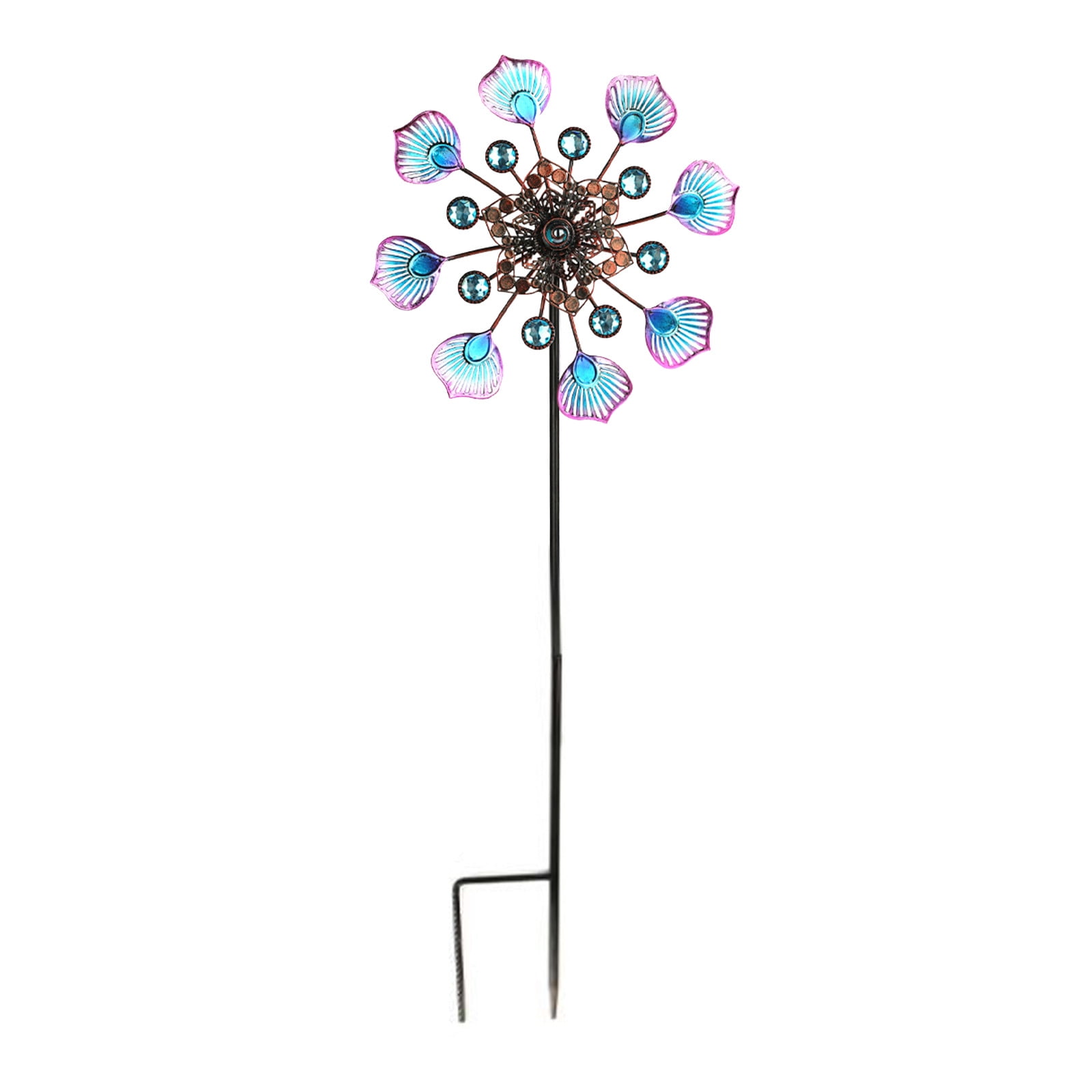 JeashCHAT Metal Peacock Wind Spinner , 35.4inch Windmill with Purple ...