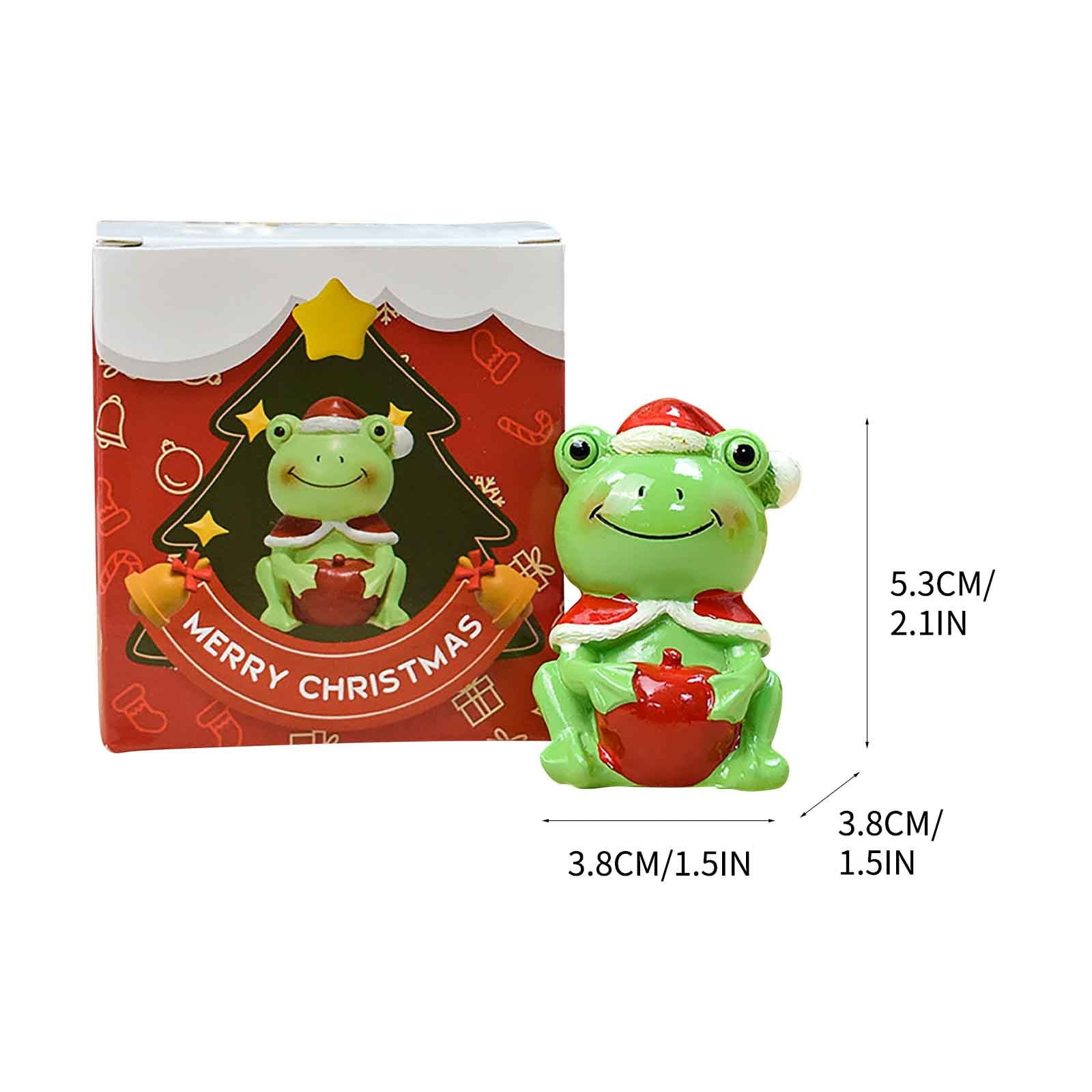 JeashCHAT Mini Resin Frog Statue Cake Toppers Christmas Miniature ...