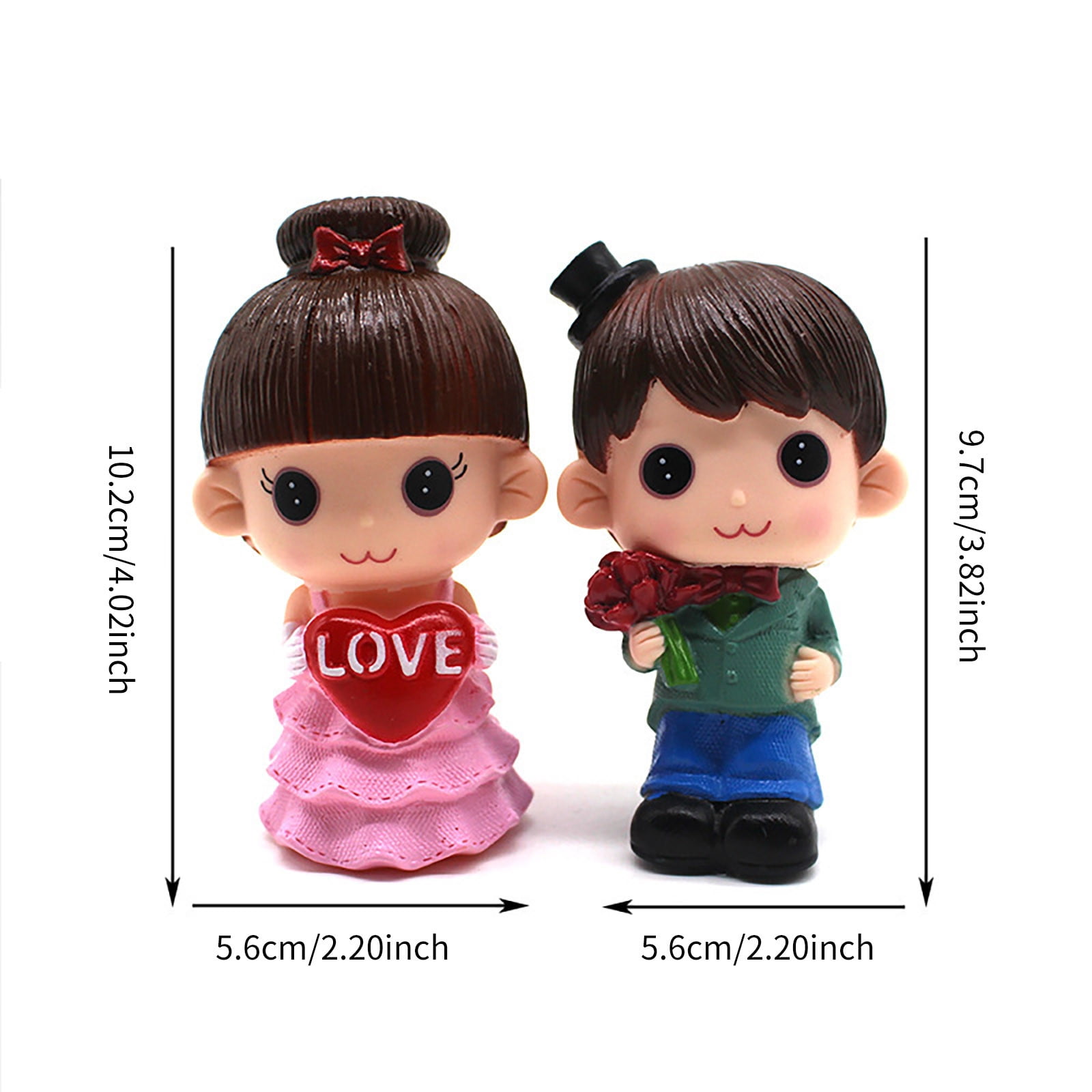 JeashCHAT Miniature Couple Figurines Kiss Dolls Landscape Ornaments ...