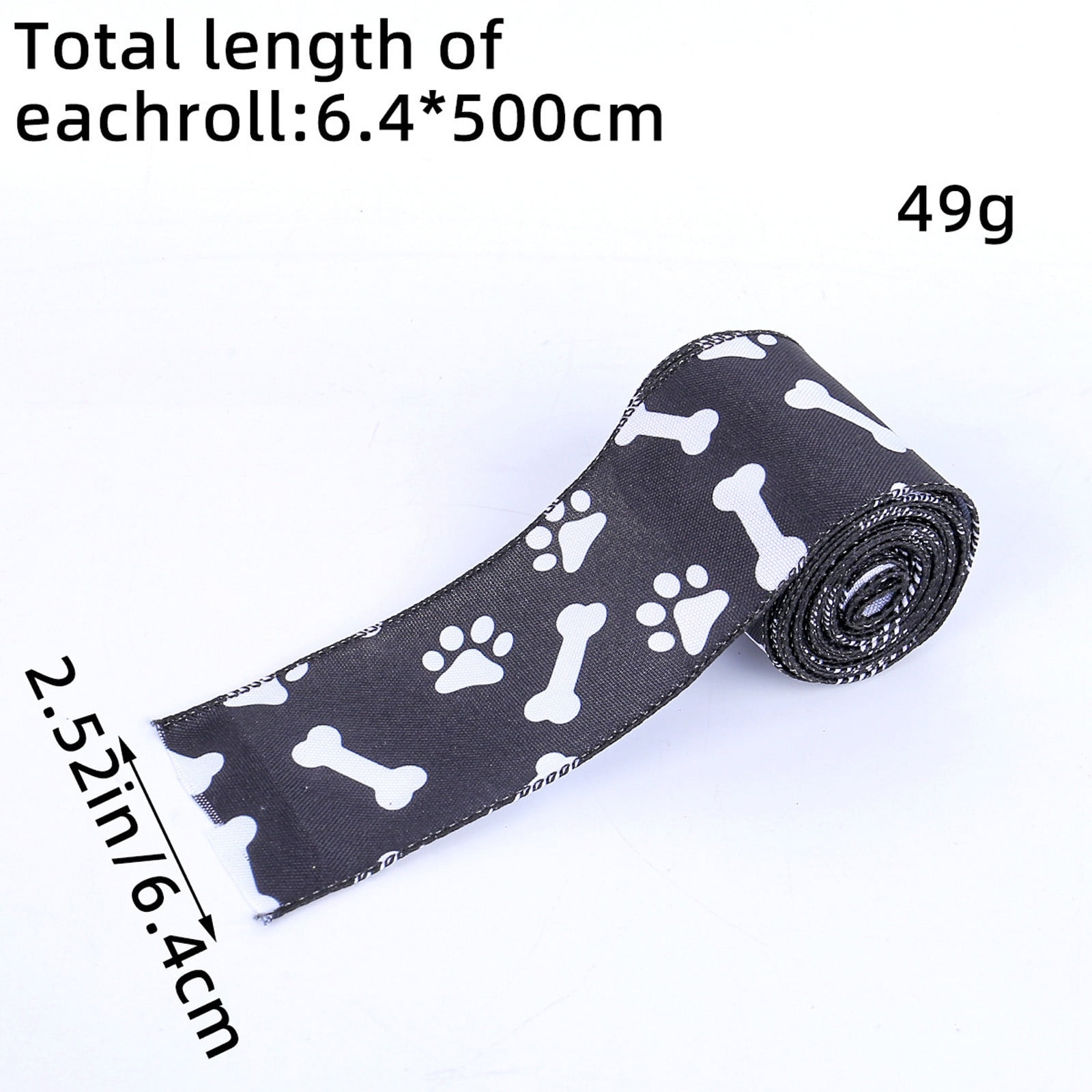 JeashCHAT Paw Dog Bone Print Ribbon Wired Ribbon Craft Fabric Ribbon ...