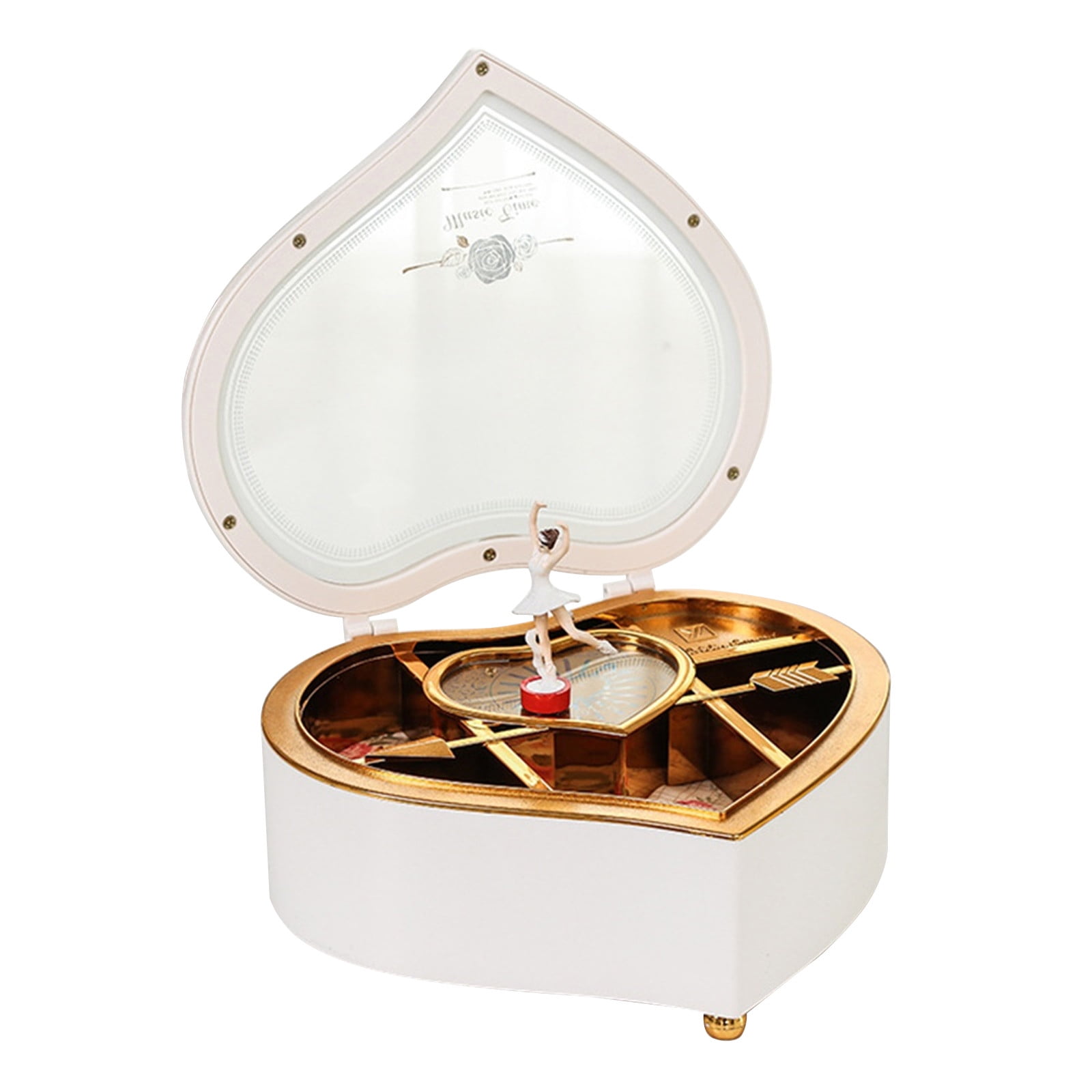 JeashCHAT Peach Heart Music Jewelry Box Rotating Girl Music Box ...