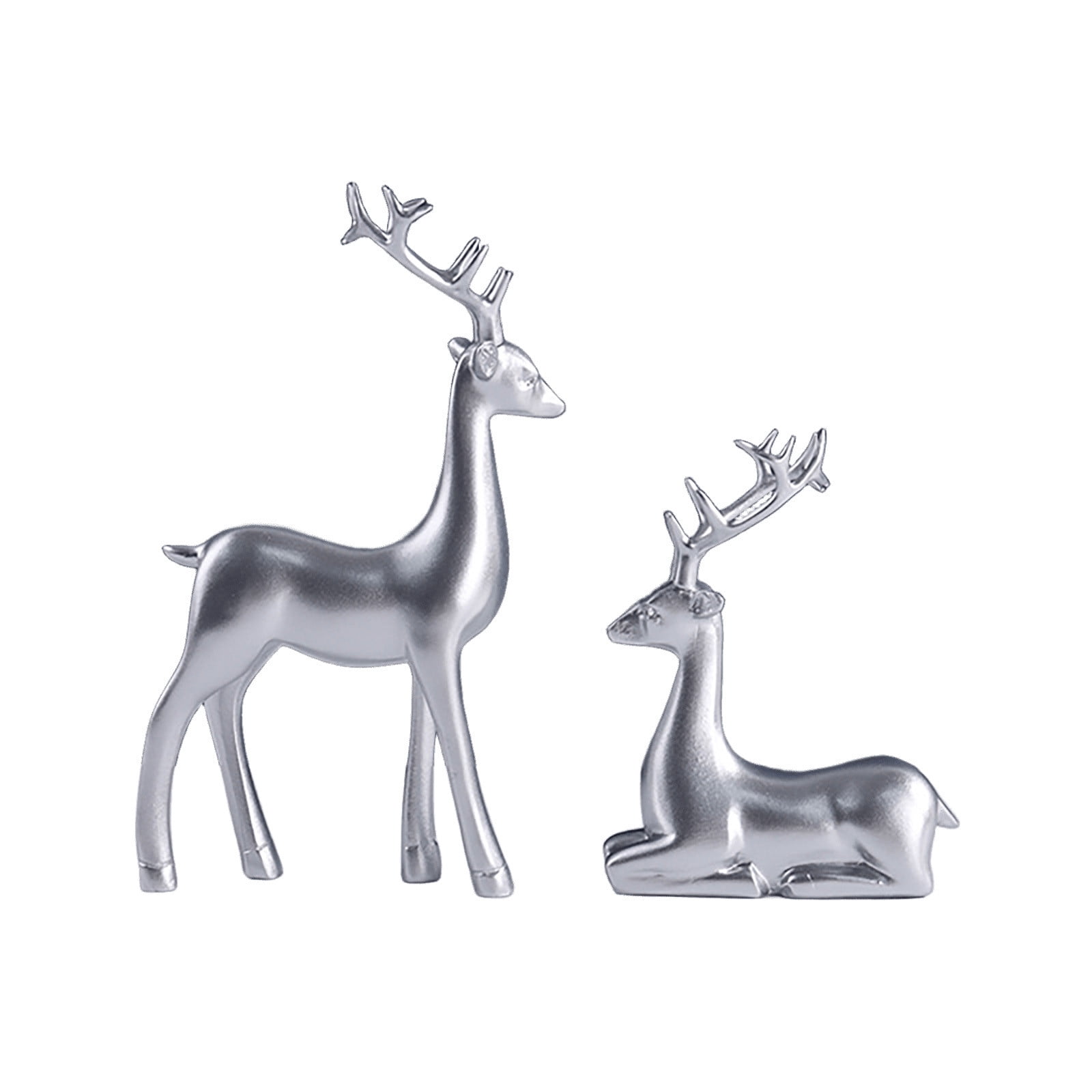 JeashCHAT Set of 2 Resin Reindeer Sculptures, Christmas Decorations ...