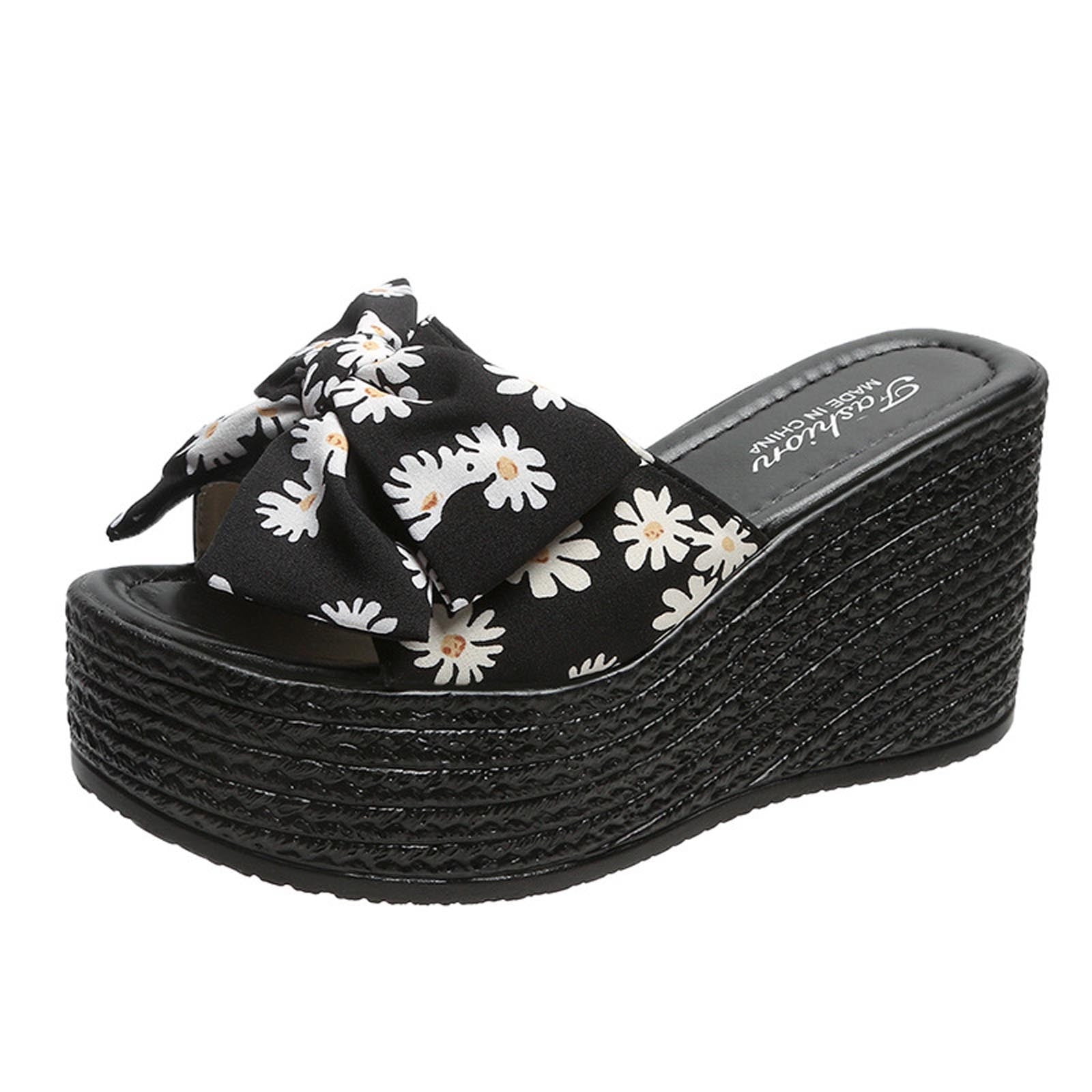 JeashCHAT Slip On Slide Sandals for Women Women's Fish Mouth Flower Bow ...