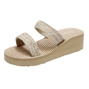 Bocca women Knit Platform Sandals Tan Open Toe 1.8 inch Slide Sandals ...