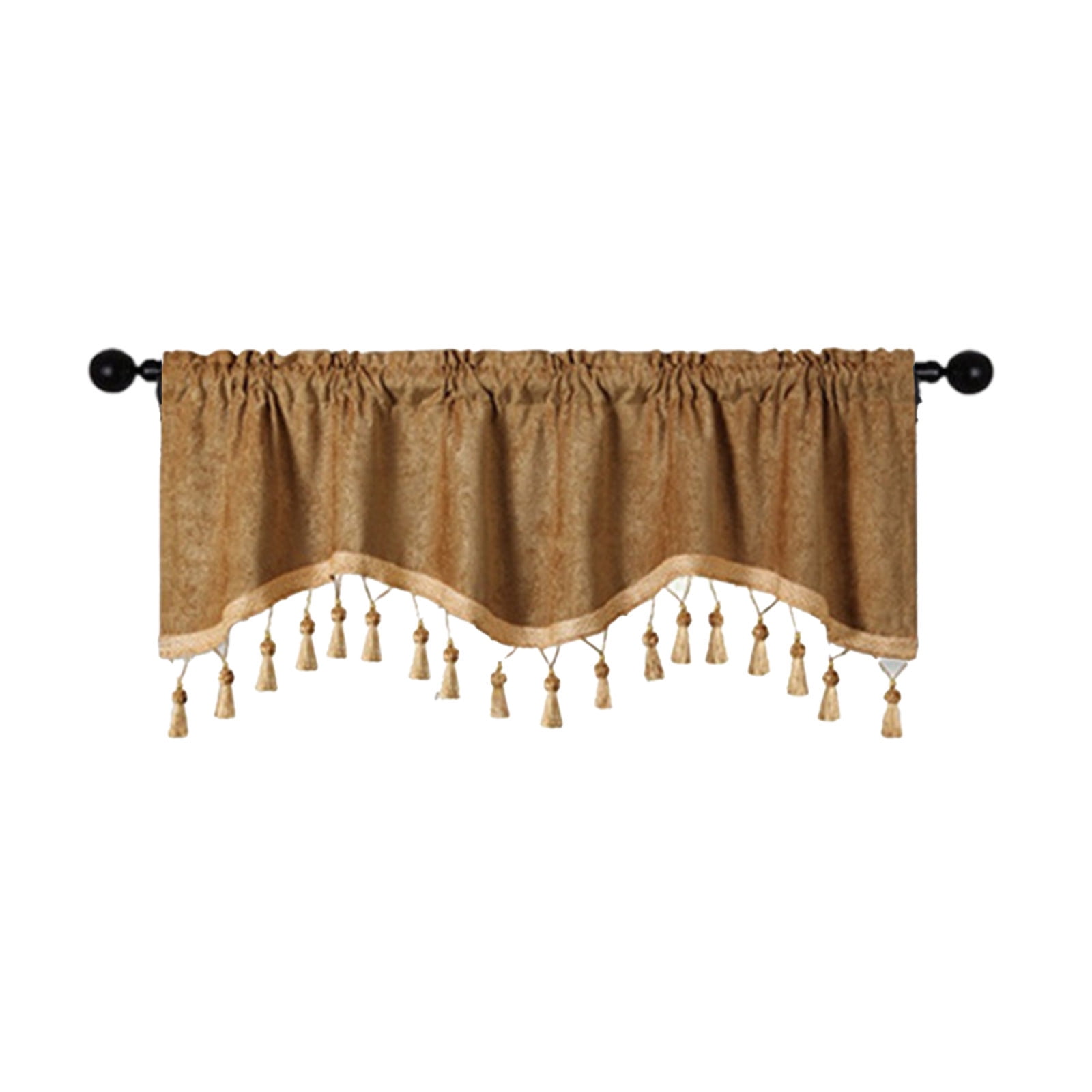 JeashCHAT Trim Tassel Kitchen Curtain Valance, Fringed Valance and Swag ...