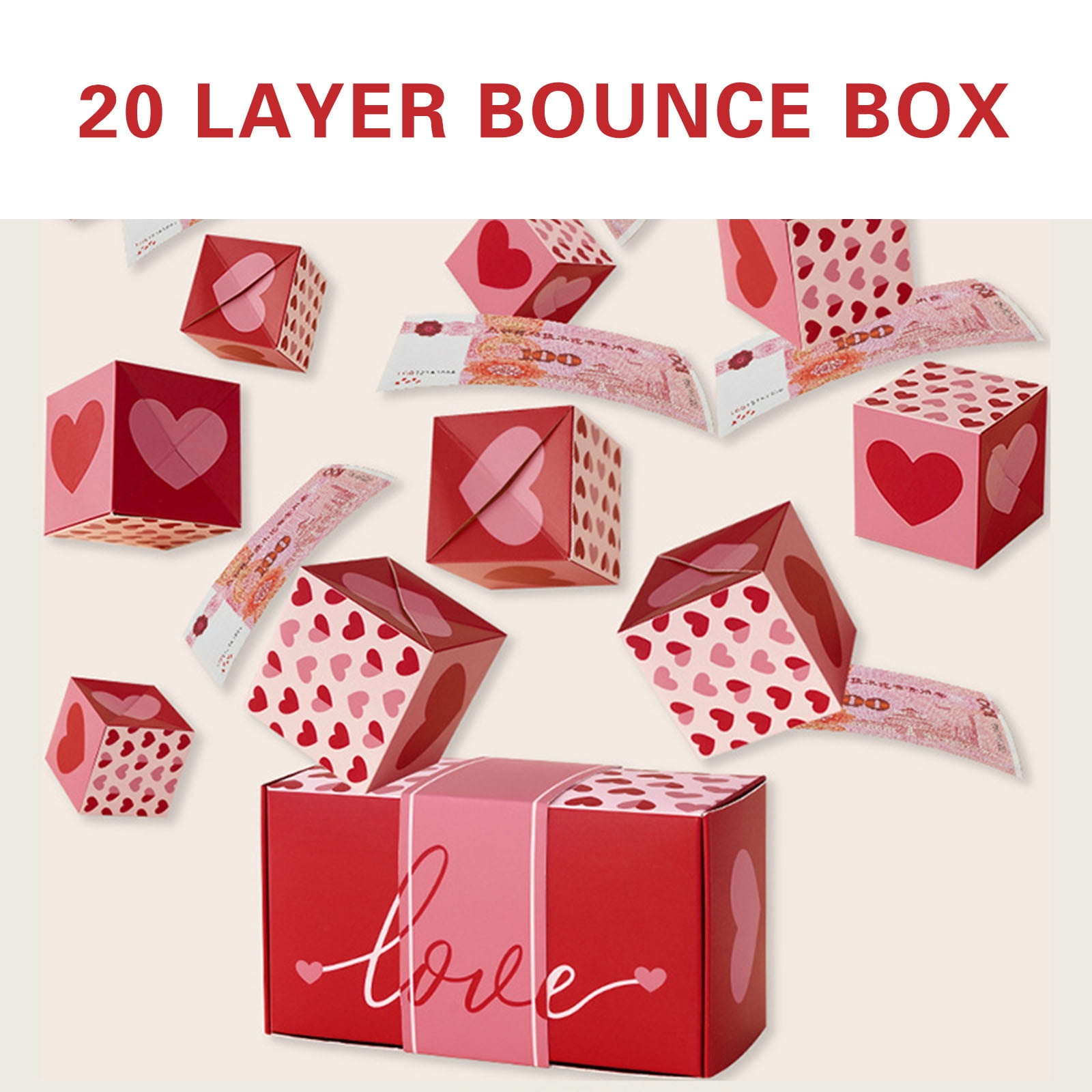 JeashCHAT Valentine Surprise Box Gift Box Set for Money, Folding Bouncing Cash Explosion Gift ...