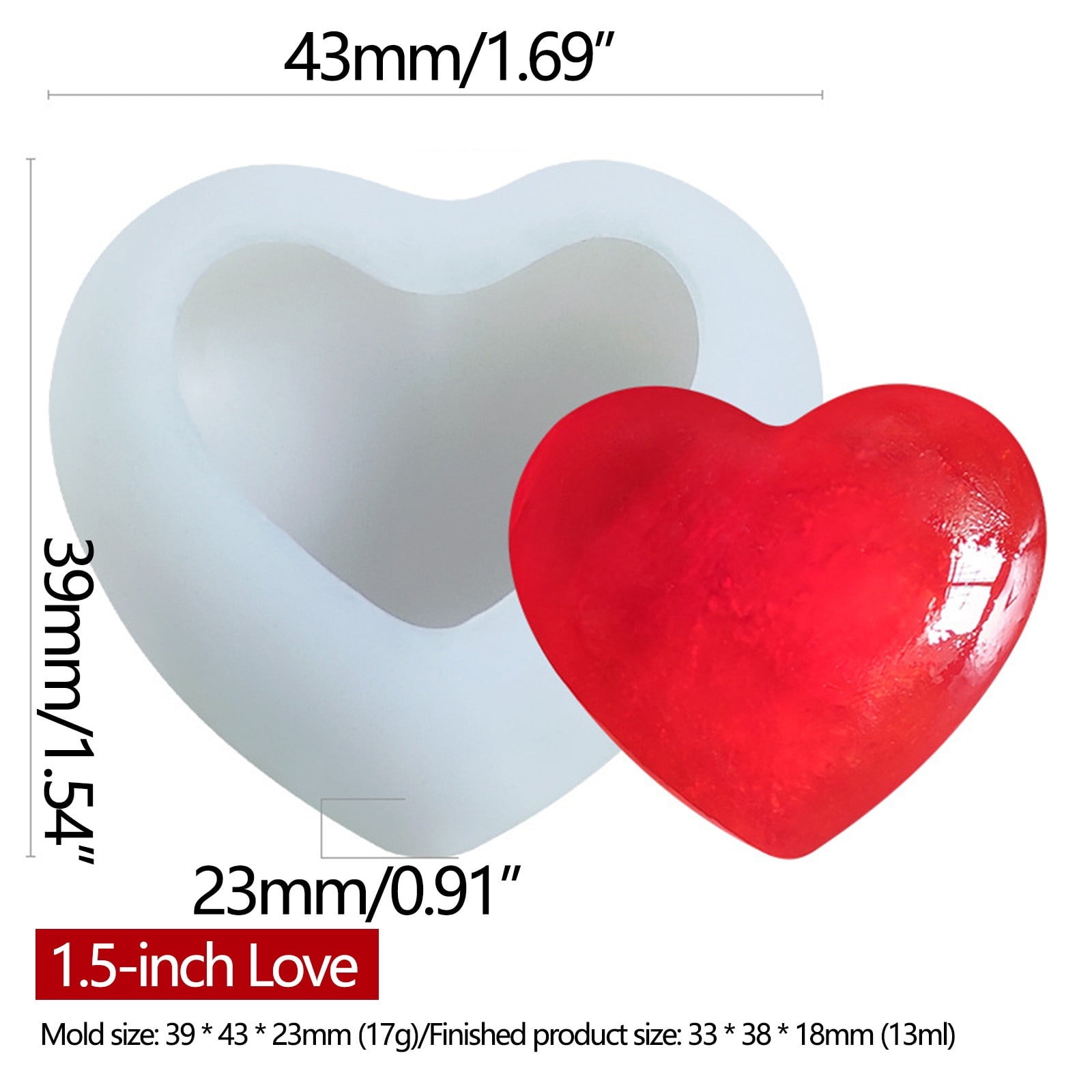 JeashCHAT Valentine's Day Heart Silicone Mold, Love Heart Chocolate ...