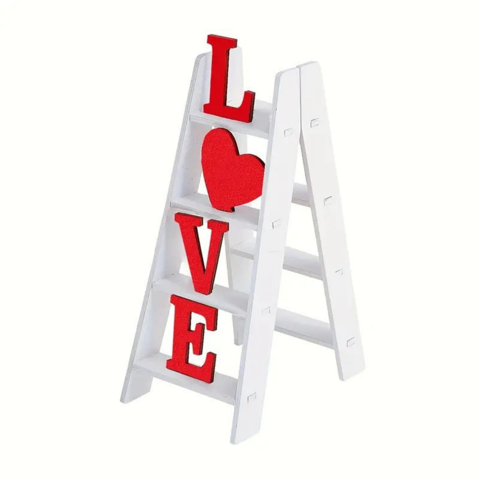 JeashCHAT Valentine's Day Love Ladder Table Decor Wooden Love Ladder ...