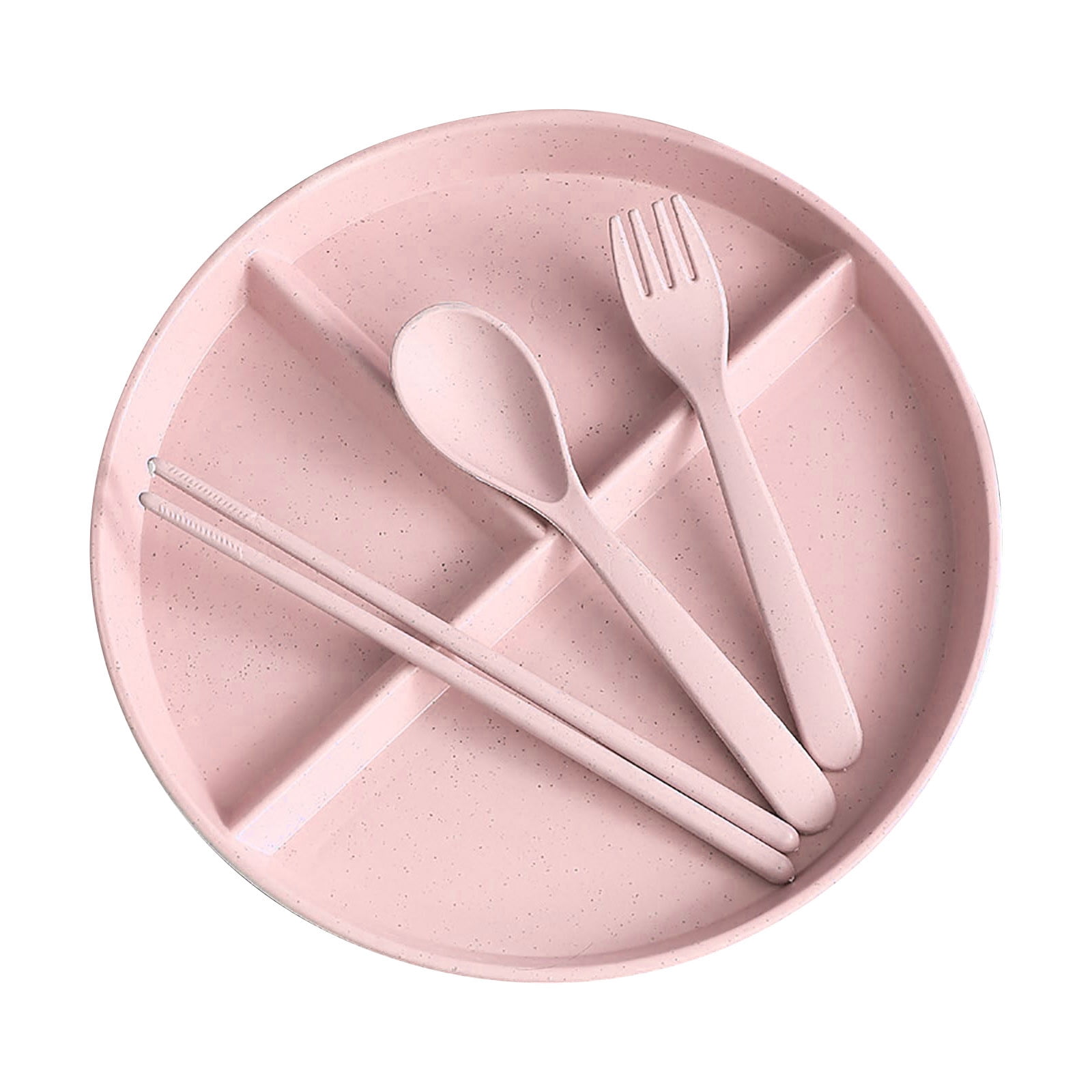 JeashCHAT Wheat Straw Dinnerware Set, Plastic Divided Plate with ...