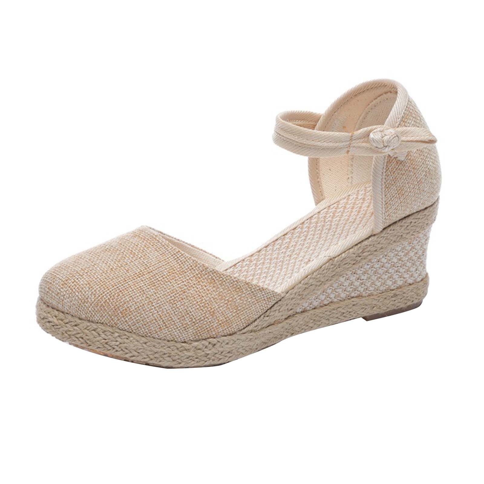 Women's Closed Toe Platform Espadrille Wedge Sandals Comfortable High ...