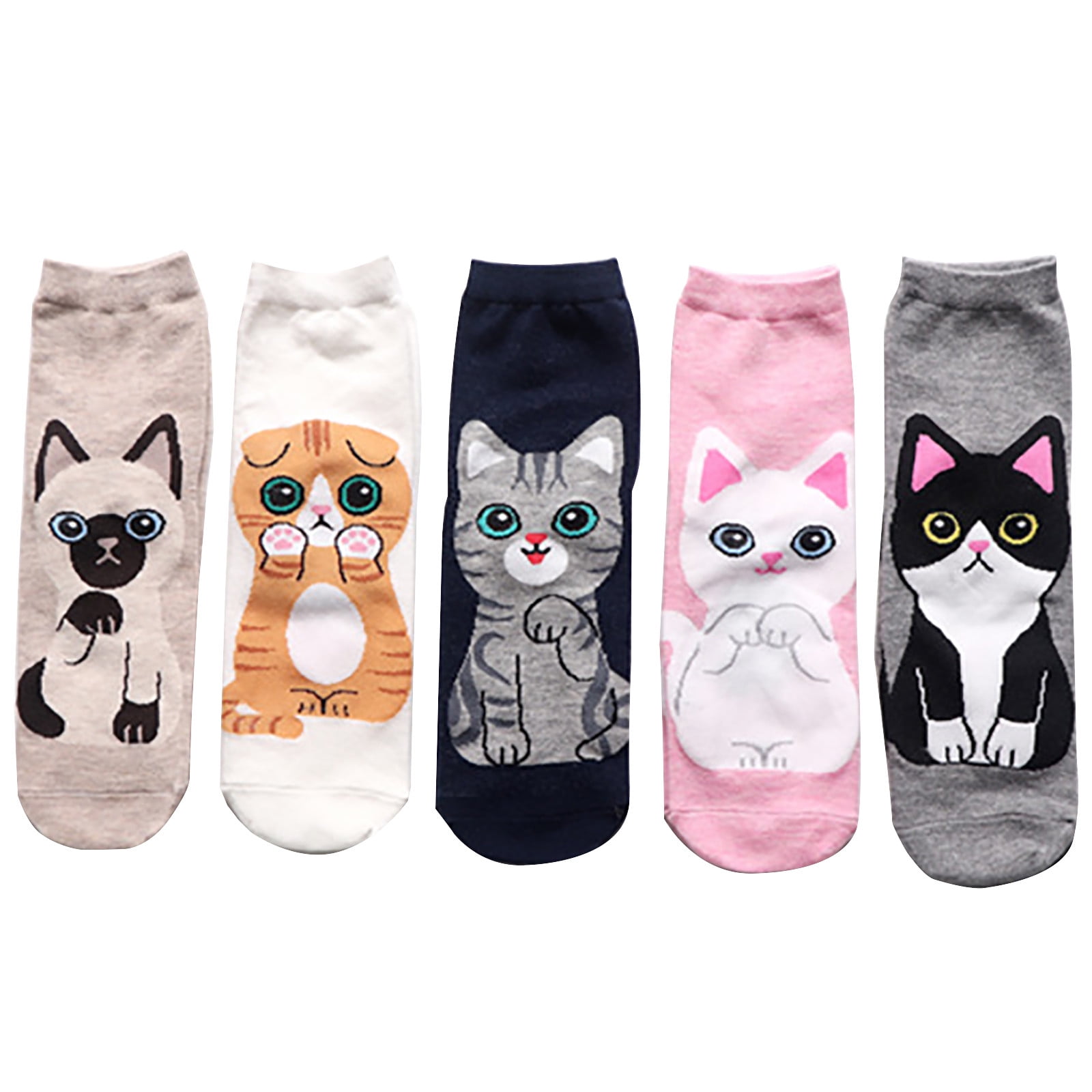 JeashCHAT Women's Cute Animal Socks Cat Dog Casual Sock Funny Novelty ...