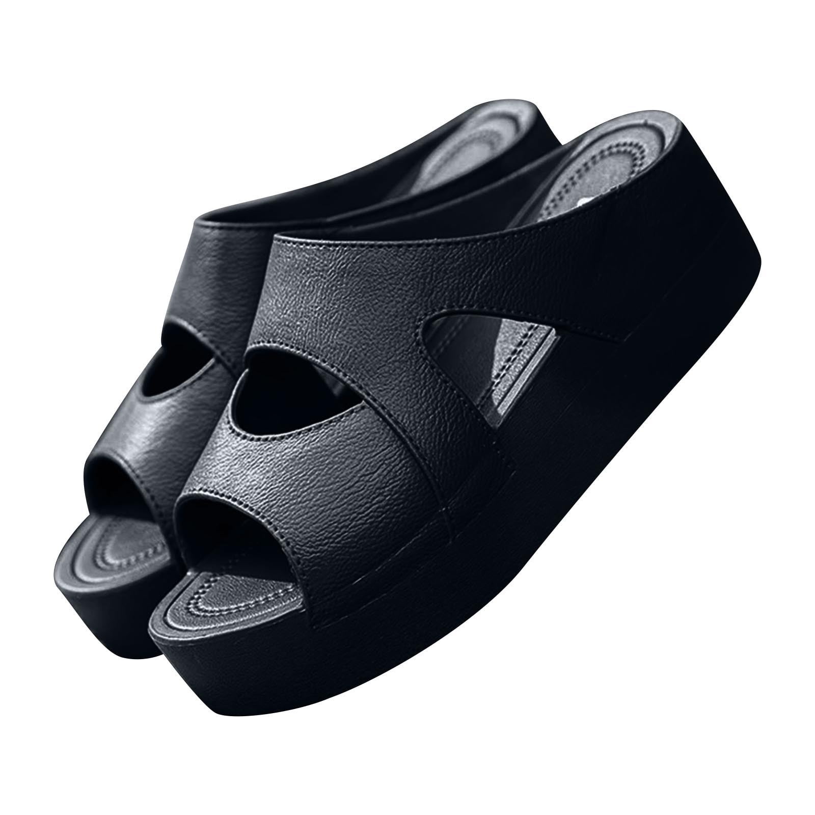 JeashCHAT Women's Platform Sandals Comfortable Open Toe Backless Slip ...