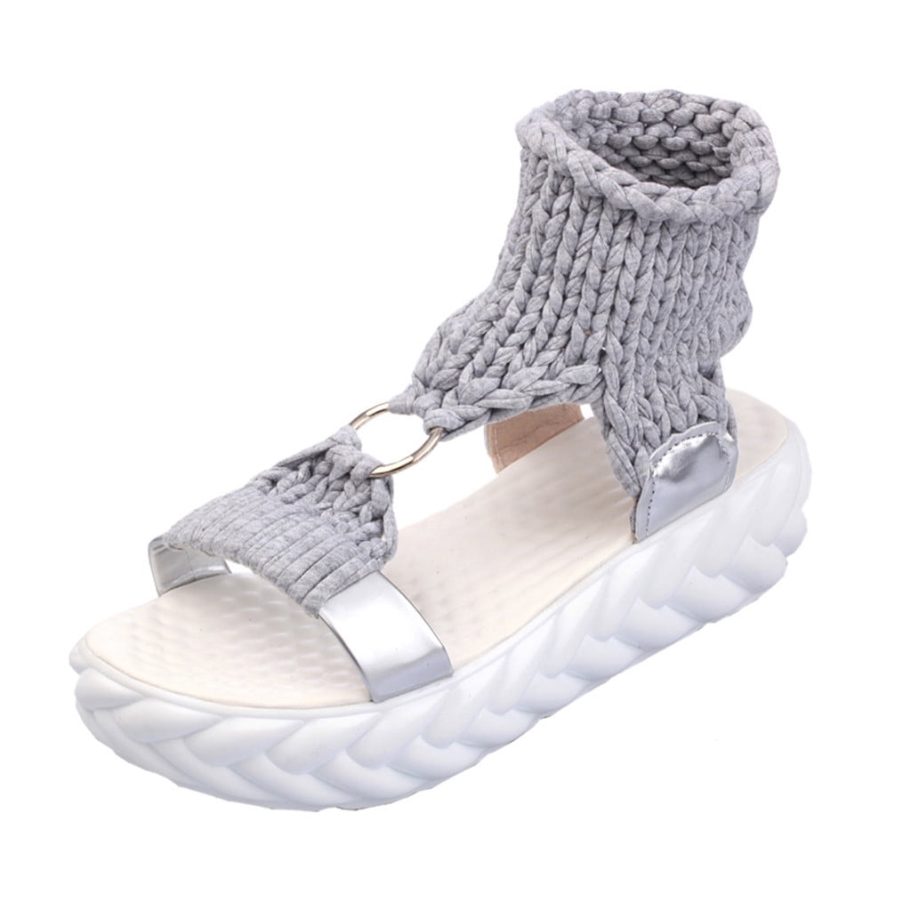 JeashCHAT Women's Platform Sandals Comfortable Wool Upper Slip On Trend ...