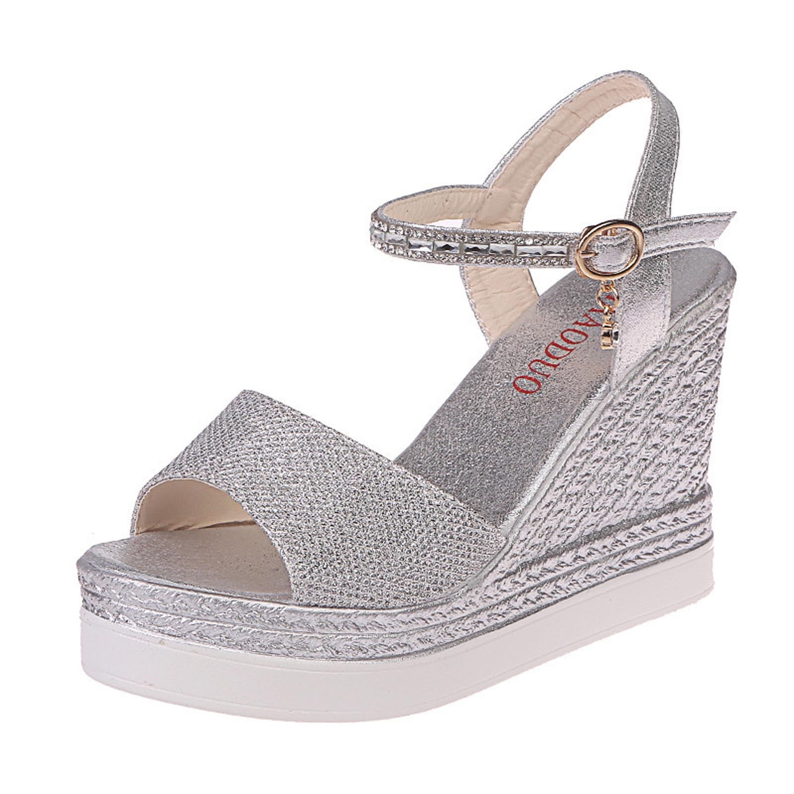 JeashCHAT Women's Platform Wedge Sandals High Heels Summer Comfortable ...