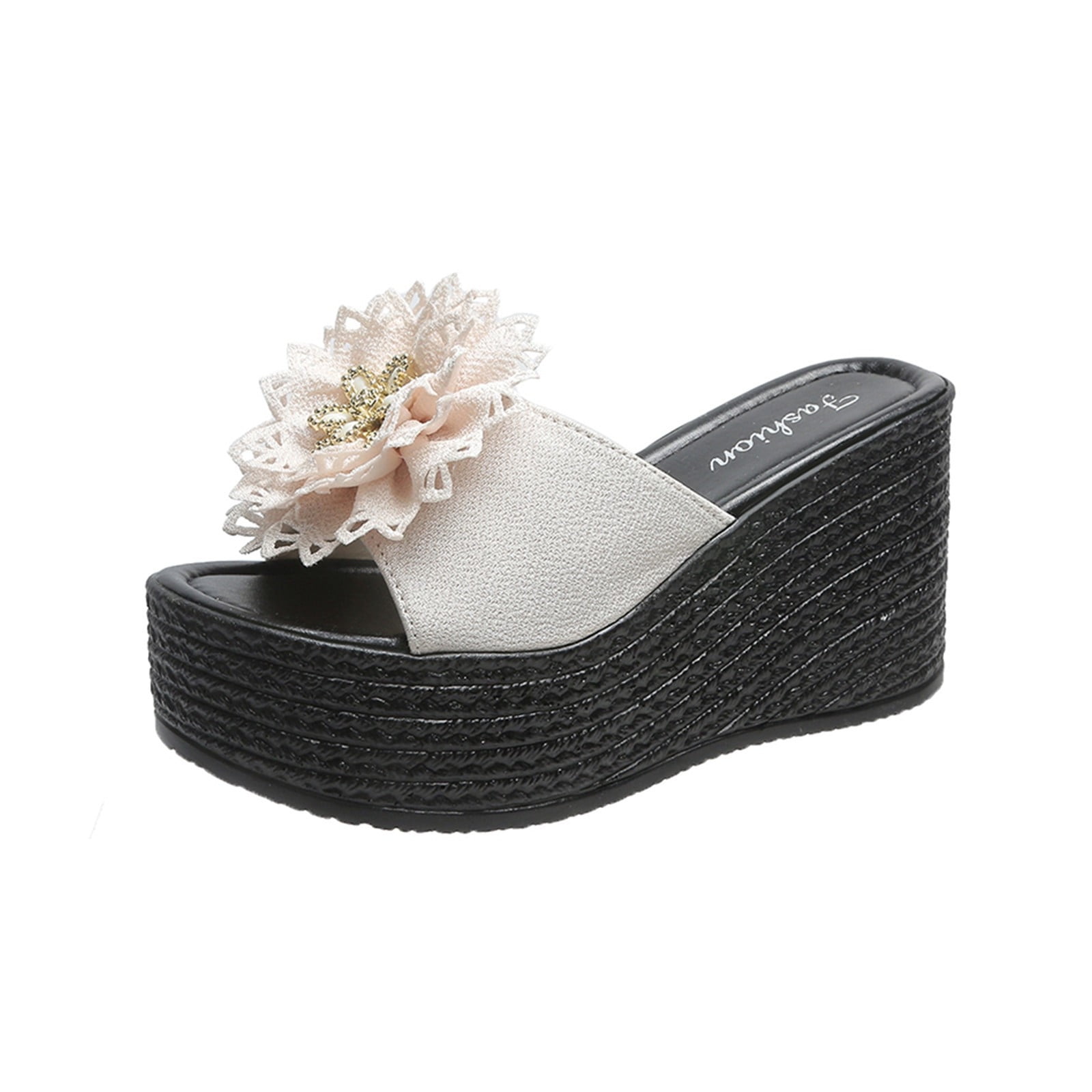 Jeashchat Womens Platform Wedge Slide Sandals Exquisite Floral