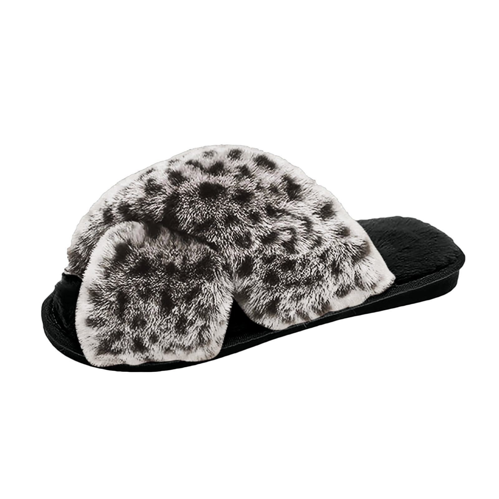 JeashCHAT Women's Slippers Clearance, Soft Plush Cross Band Open Toe ...