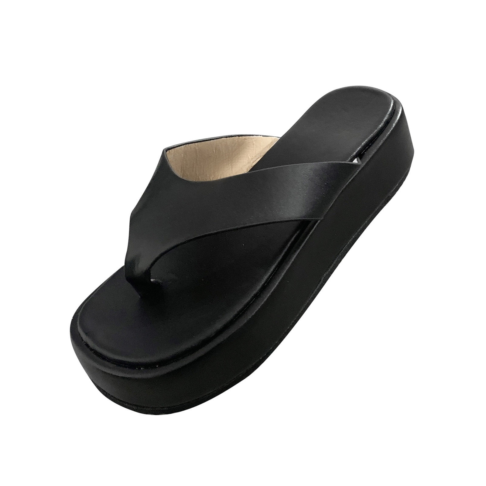 JeashCHAT Womens Platform Flip Flops Slip On Platform Sandals Beach ...